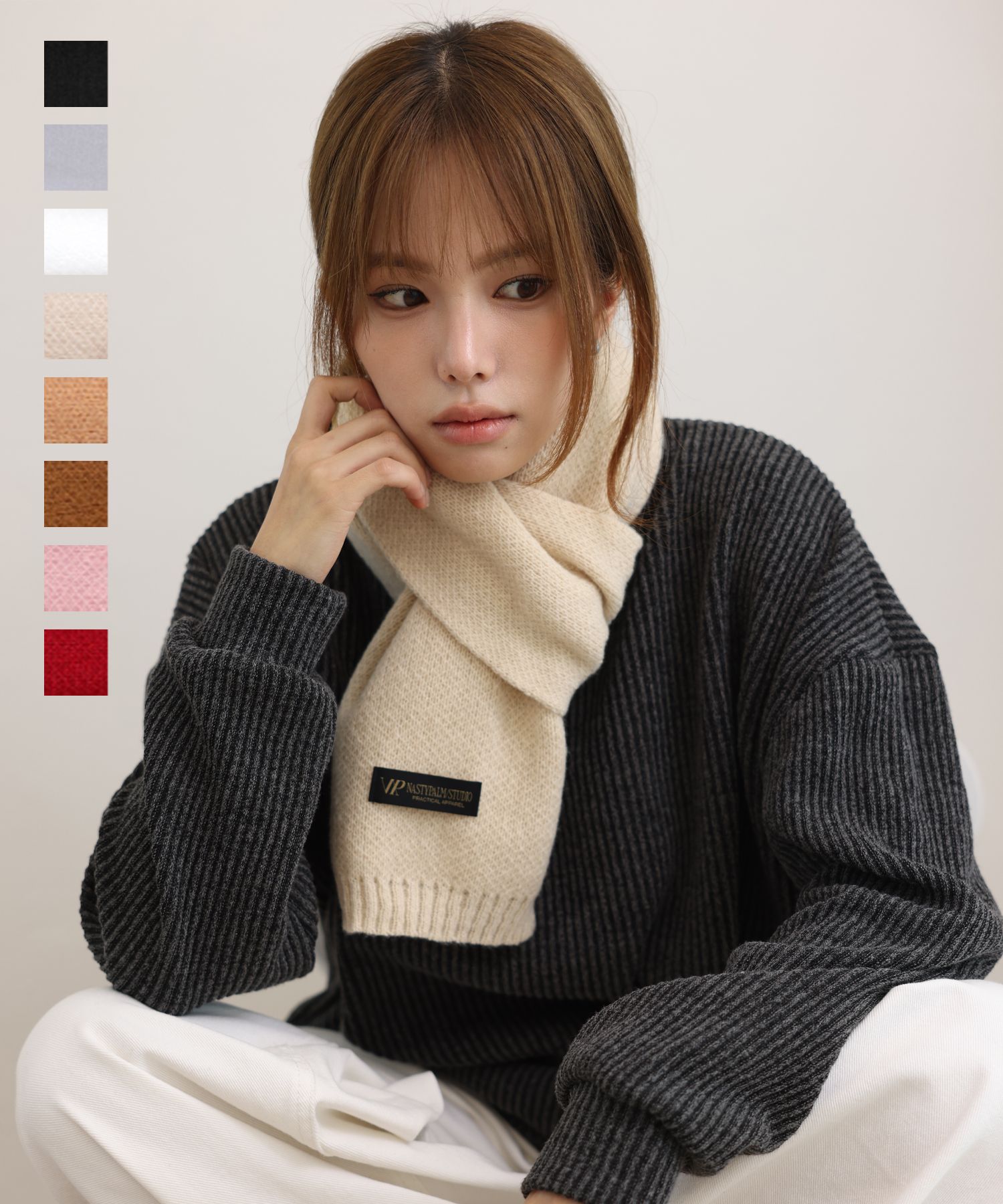 MUSINSA | NP STUDIO [Gift Bag] Soft Knit Solid Short Muffler 8COLOR