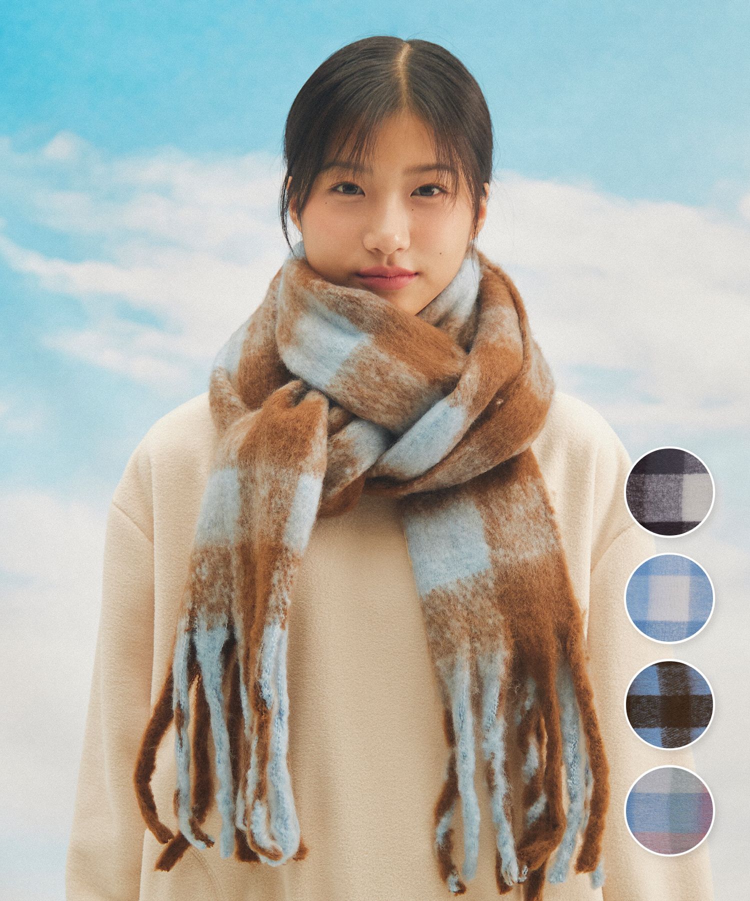 MUSINSA | AQO STUDIO SPACE [2PACK] 12 colors_Ako Bold Plain & Check Muffler