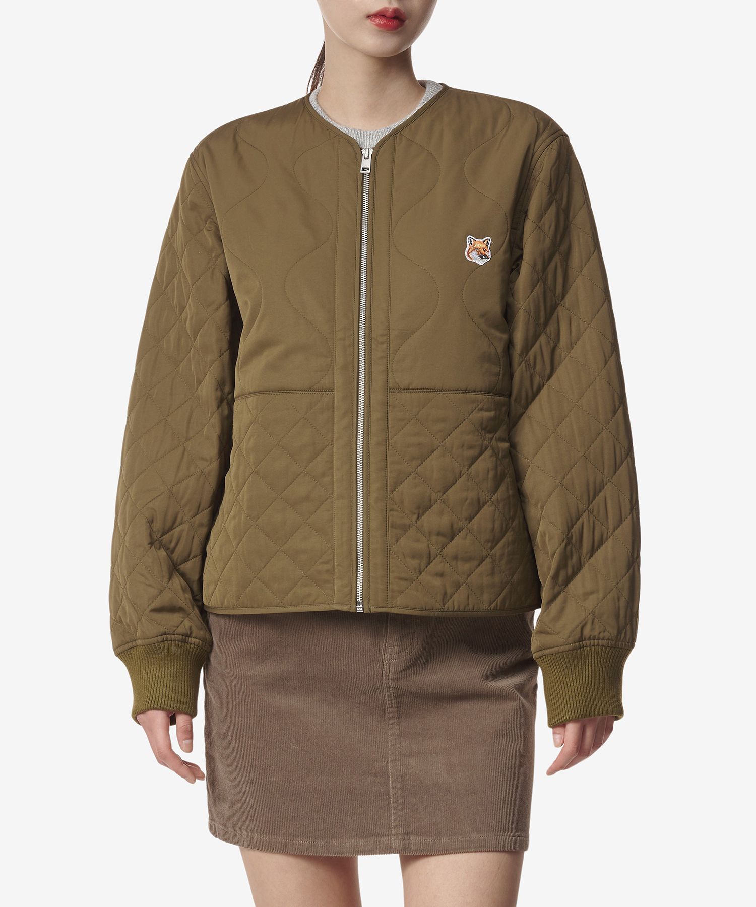 MUSINSA | MAISON KITSUNE Instrumental Fox Head Quilted Jacket - Khaki ...
