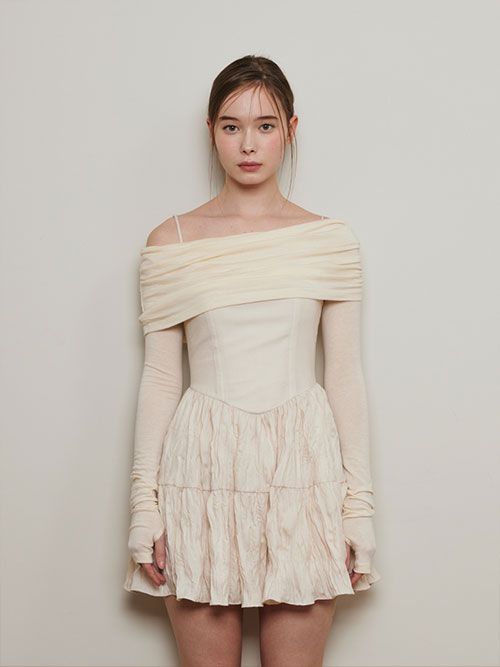 MUSINSA | NOT YOUR ROSE Lean dress (beige)