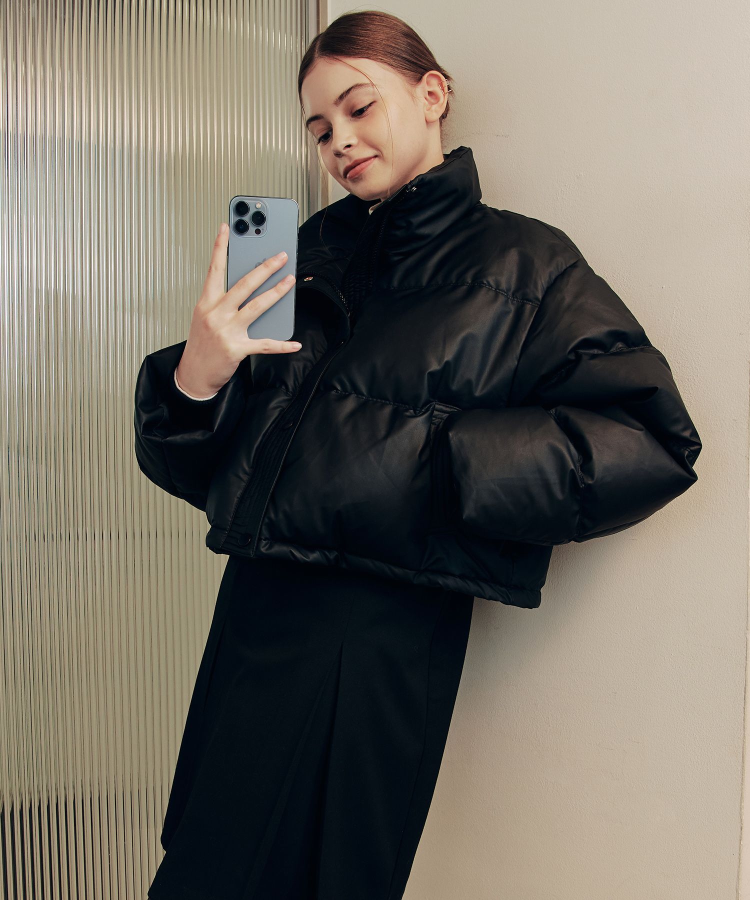 MUSINSA公式 | ZERO STREET High neck duck down short padding / black