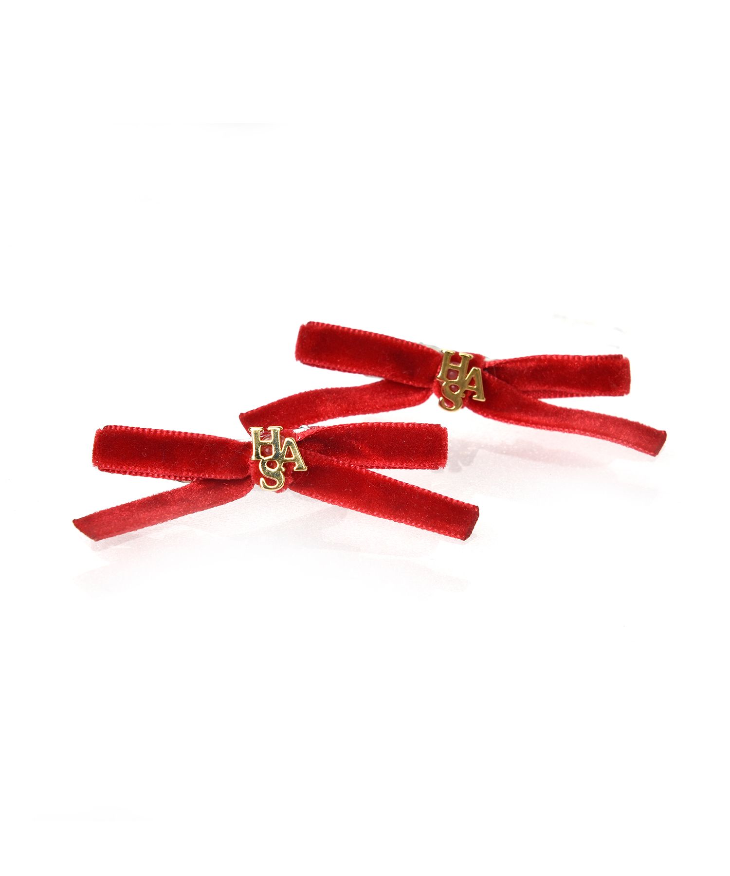 MUSINSA | HAS [2set] HW012 Mini red ribbon hair pin set