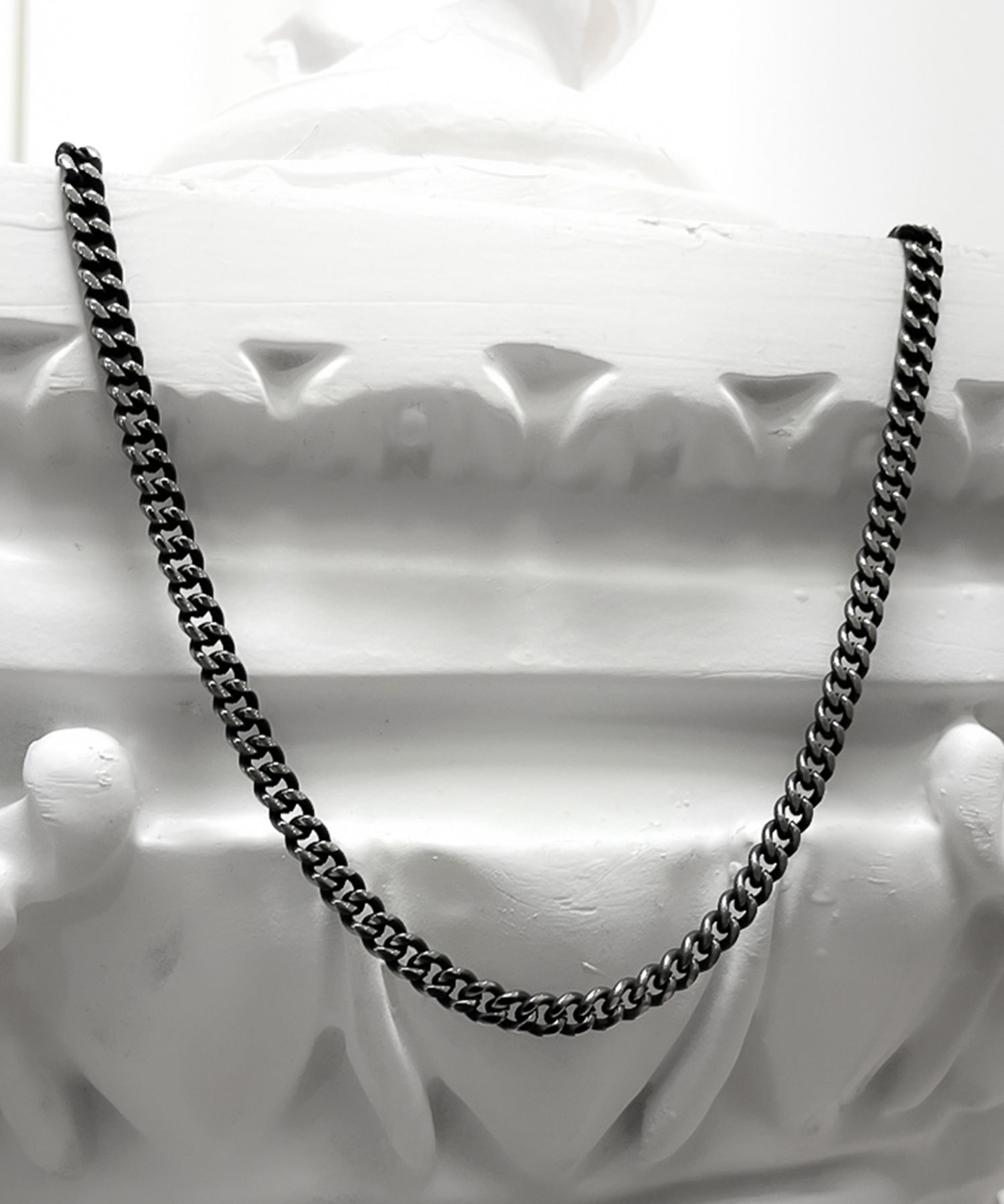 MUSINSA | BLESSED BULLET Classic chain necklace-black silver