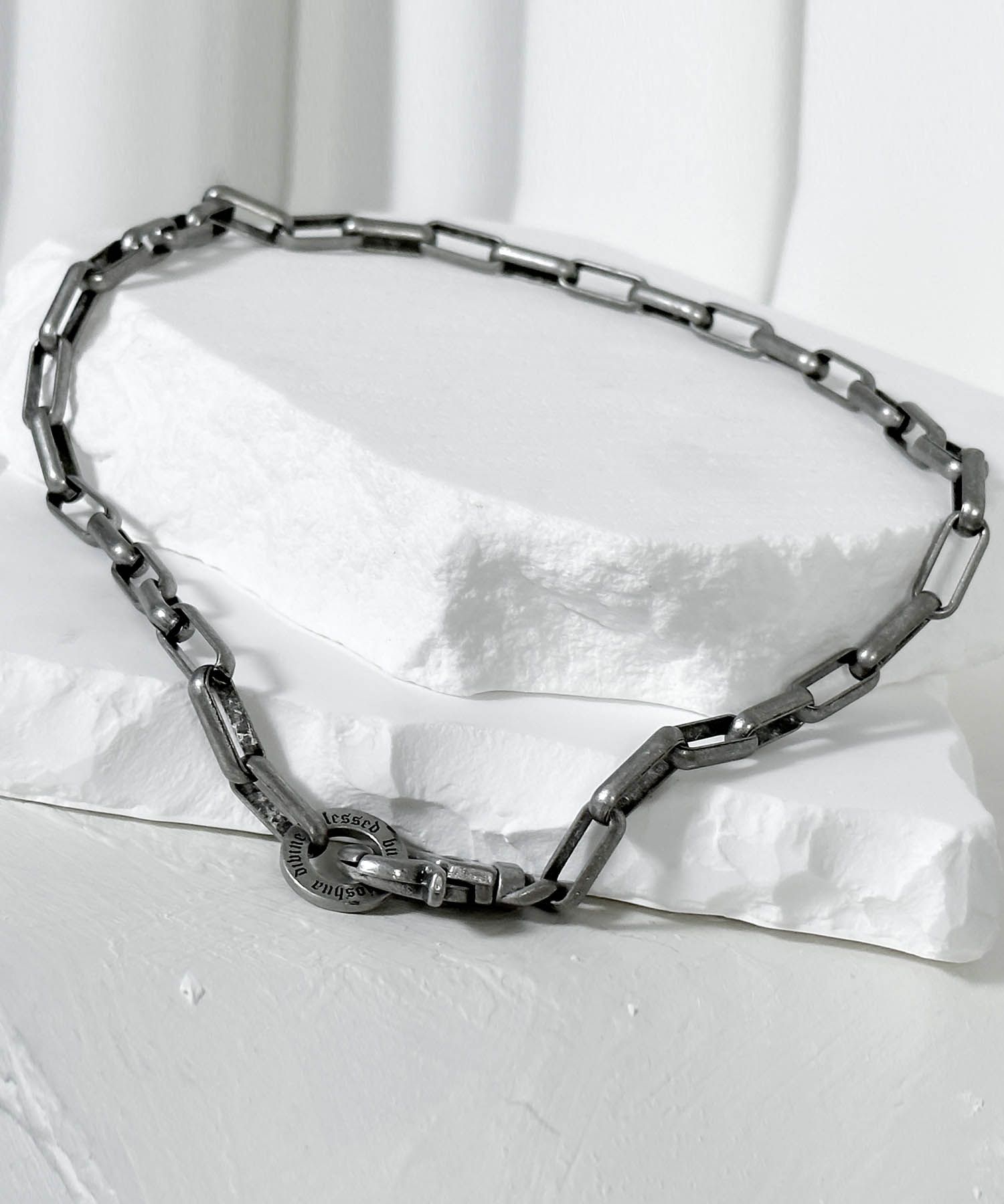 MUSINSA | BLESSED BULLET 6mm box chain necklace-dark silver