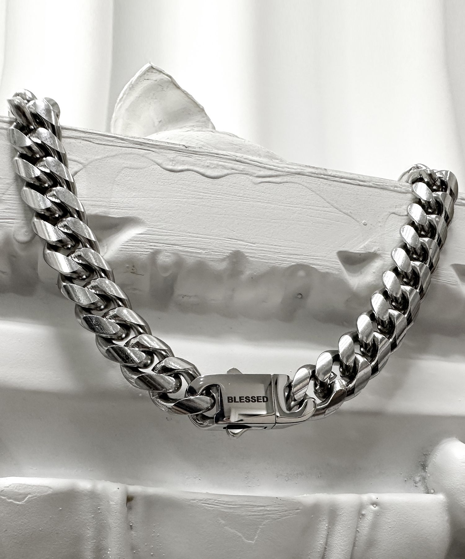 MUSINSA公式 | BLESSED BULLET 15mm SS リバーシブルクラシックチェーンネックレス-シルバー