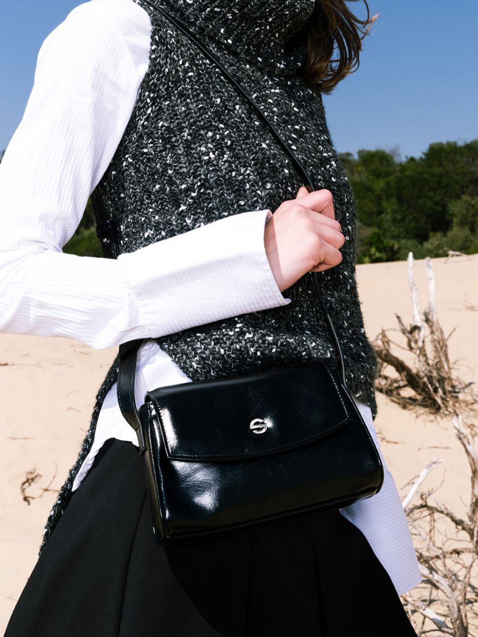 MUSINSA | SEMICODE capture bag micro - glossy black