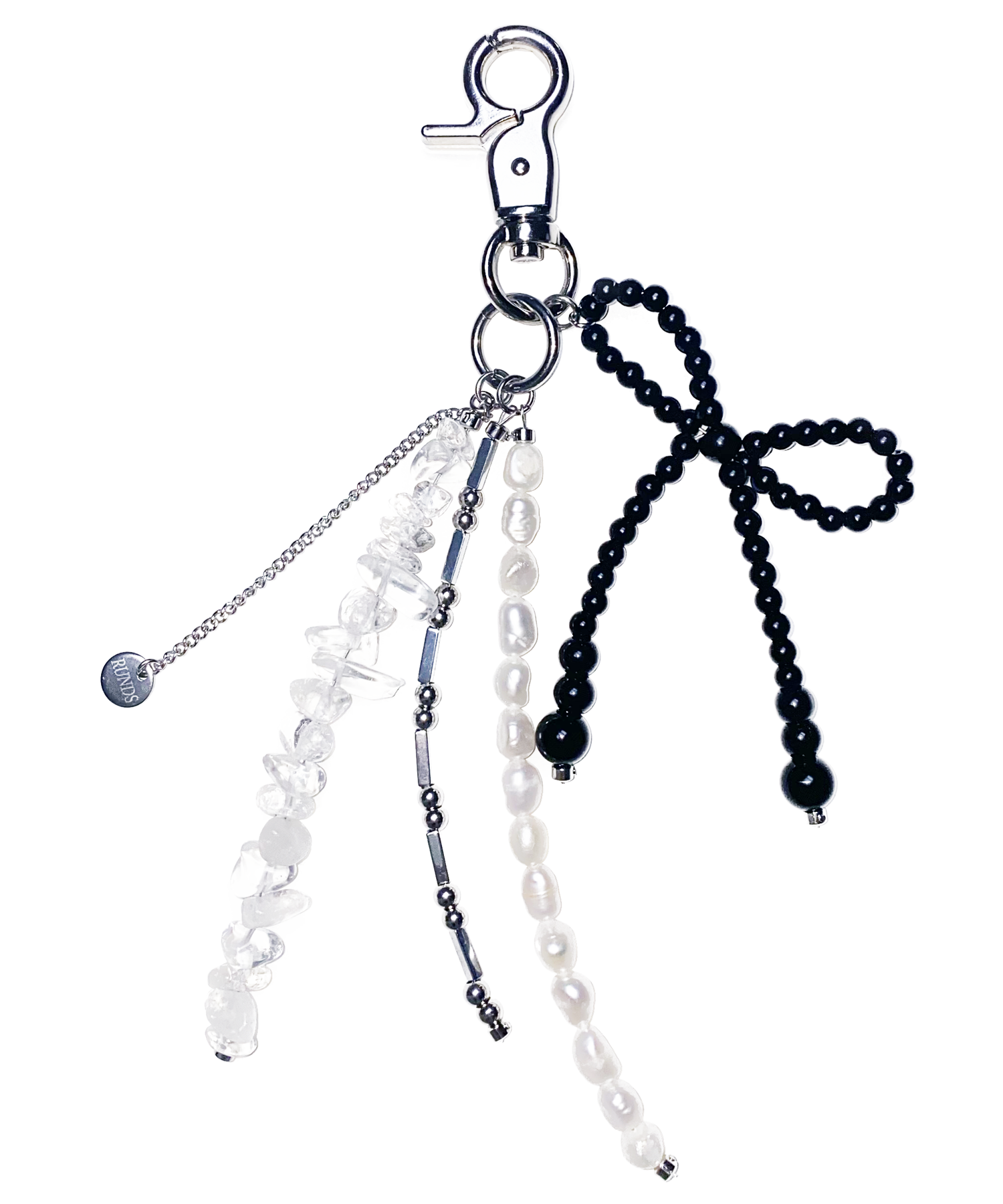 MUSINSA | RUNDS Ribbon gemstone keyring (black mix)