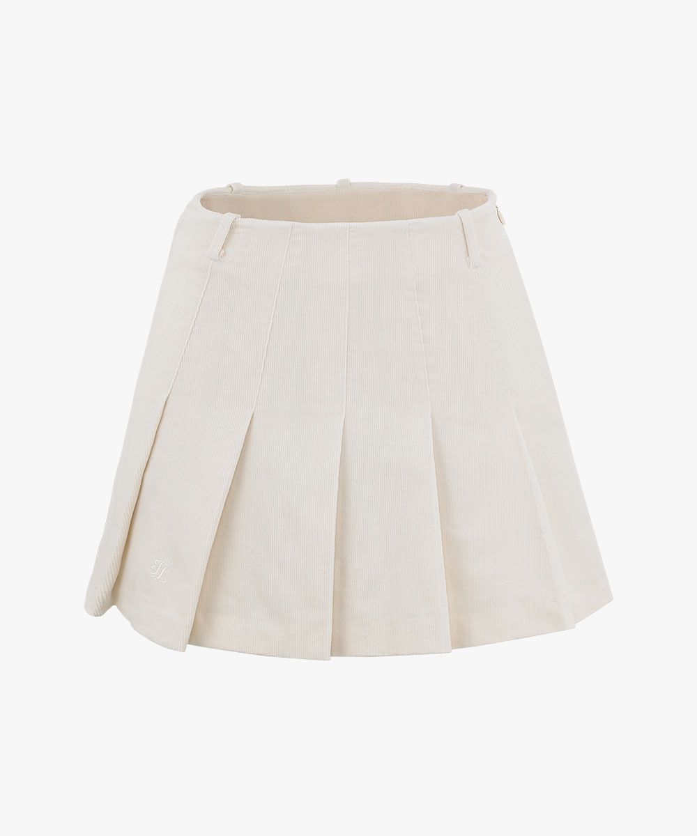 MUSINSA | FAIRLIAR Corduroy pleated skirt (cream)