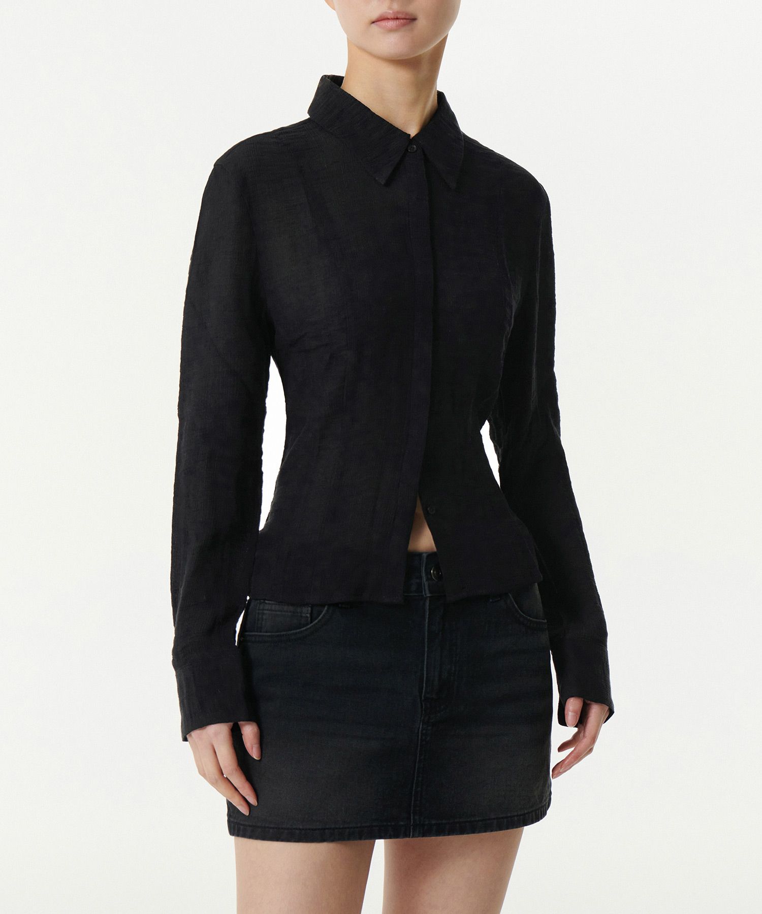 MUSINSA | MUSINSA STANDARD WOMAN Women's Slim Fit Sheer Crinkle Shirt ...