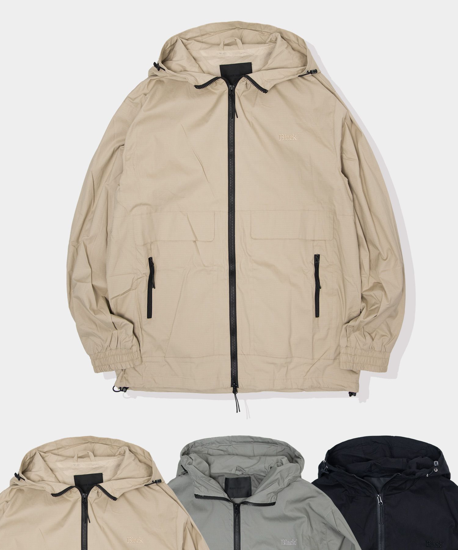 MUSINSA | BLACK MOMENT Minimal two-way tech string windbreaker jacket