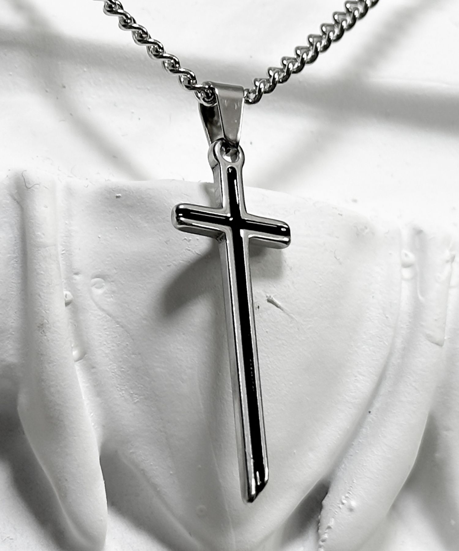 MUSINSA | BLESSED BULLET Classic Chain Cross Necklace-Silver