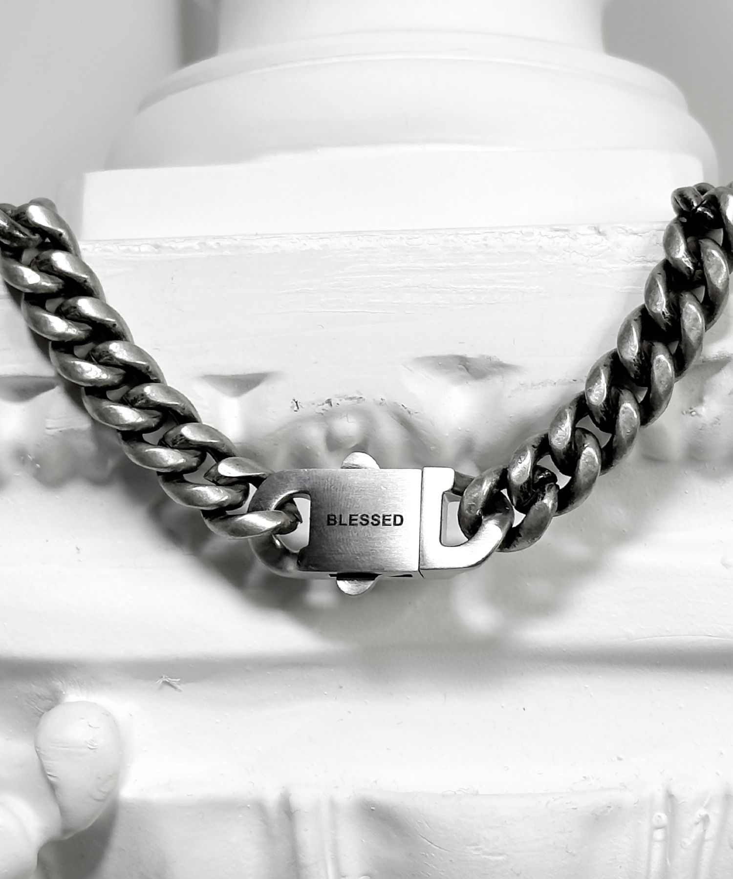 MUSINSA | BLESSED BULLET SS 10mm Reversible Classic Chain Necklace-Dark ...