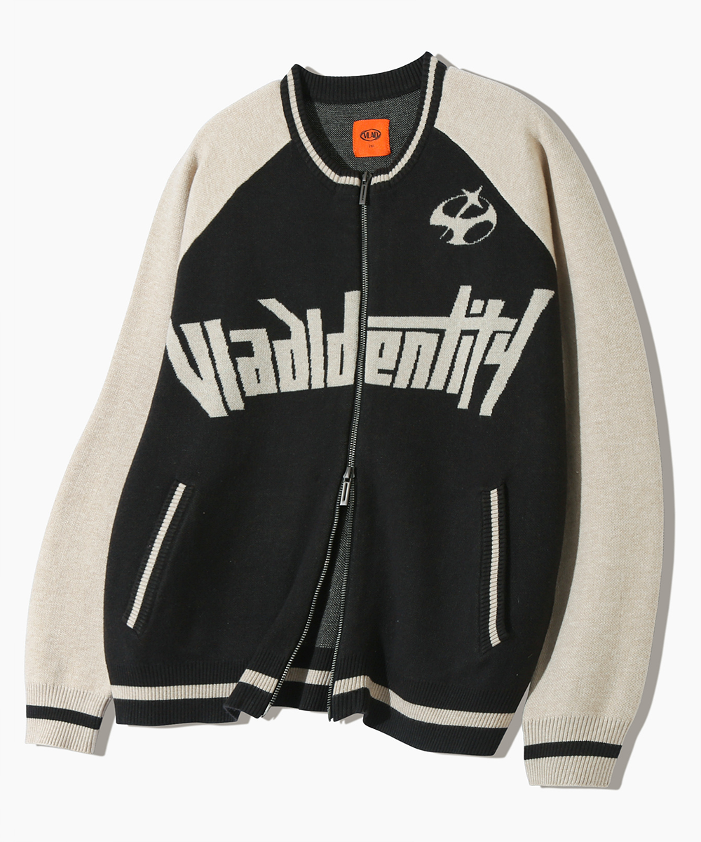 MUSINSA | DIMITRI BLACK VLAD 2WAY Raglan Artwork Zip-up Knit_Charcoal Gray