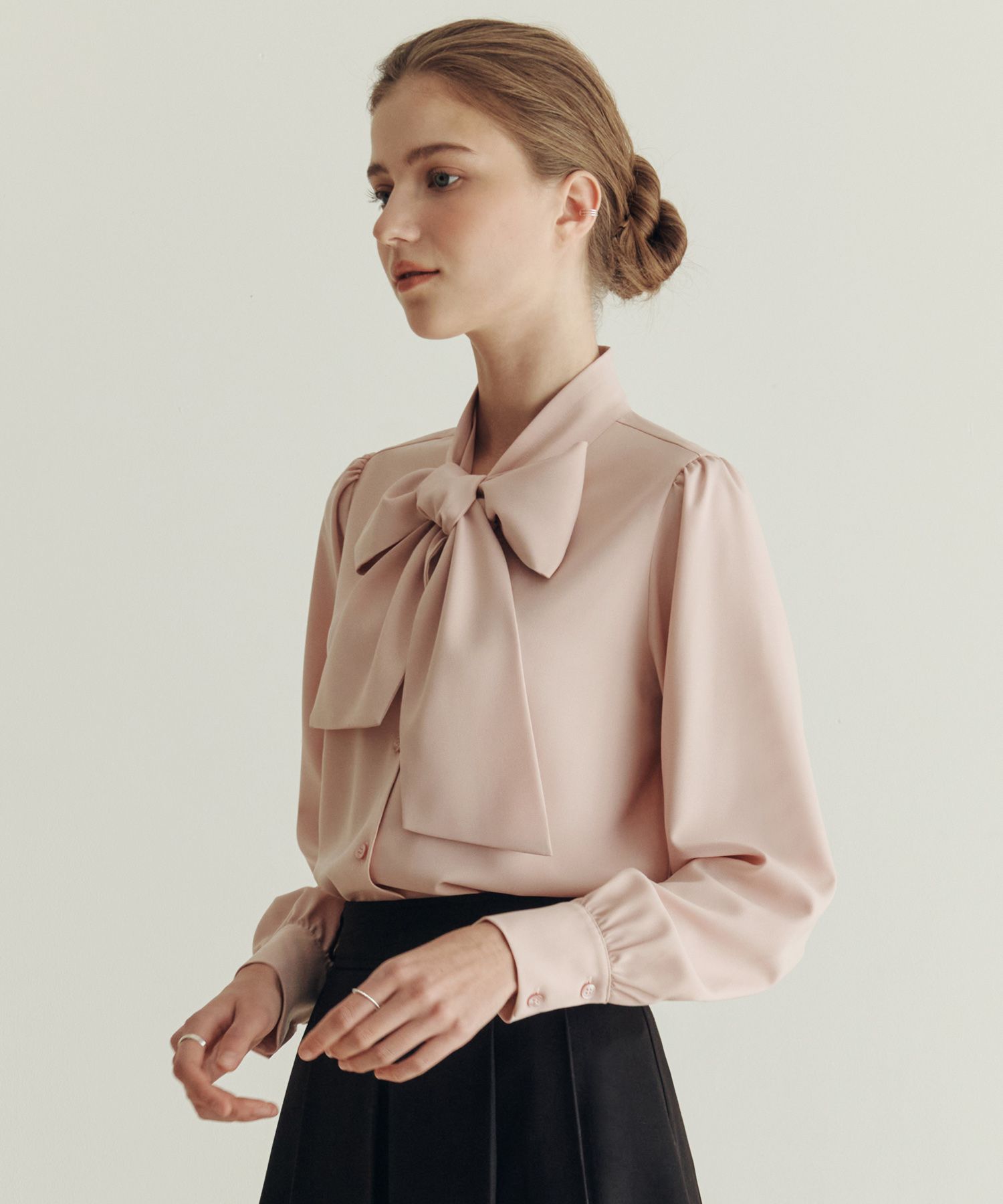 MUSINSA | ZERO STREET Romantic Ribbon Tie Blouse / Pink