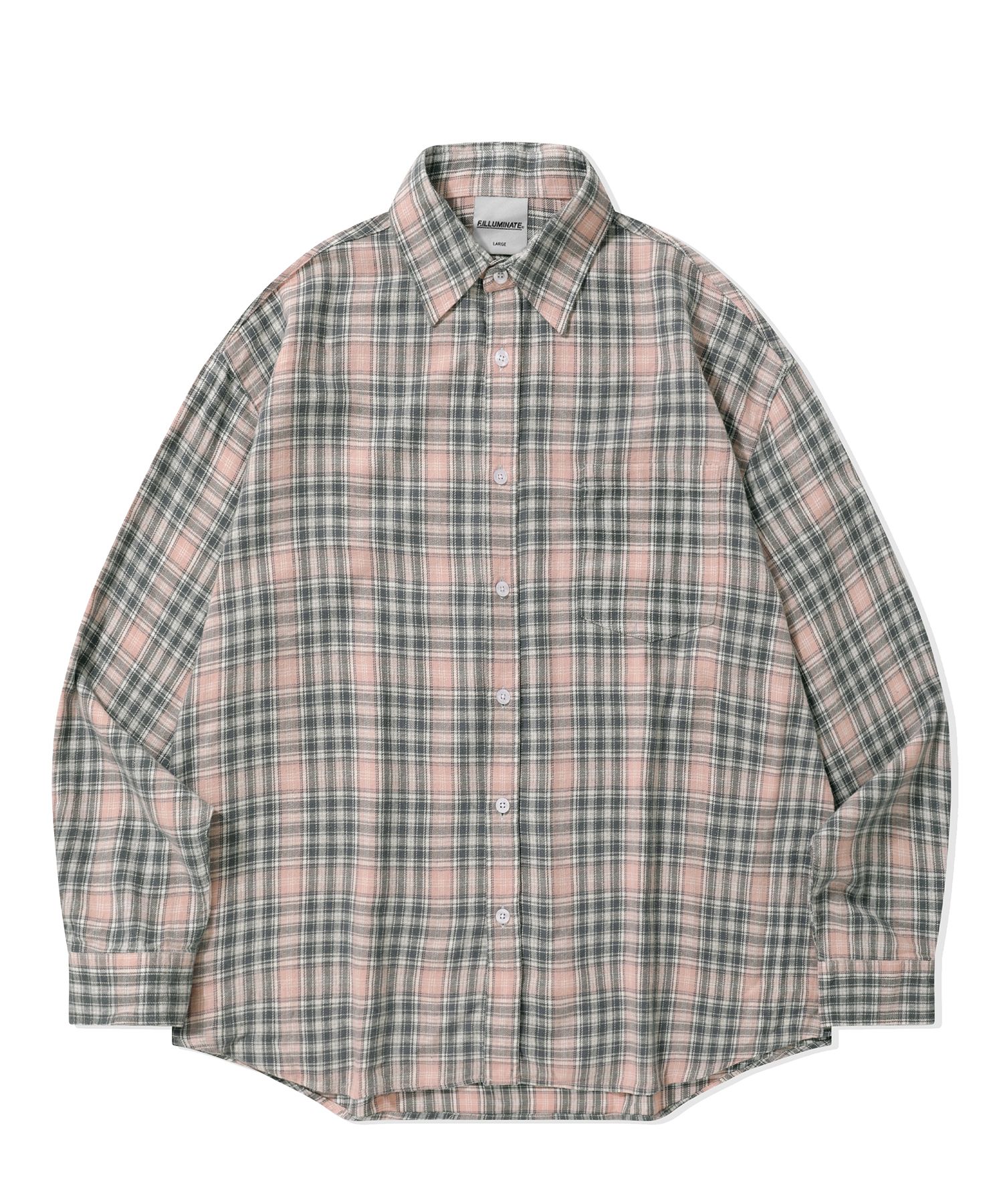 MUSINSA公式 | FILLUMINATE Overfit Madras Check Shirt-Pink