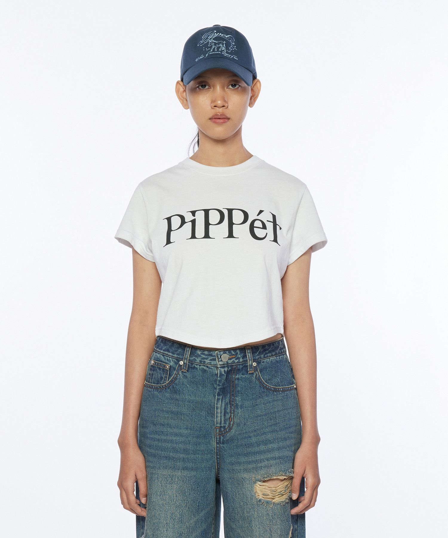 MUSINSA | PIPPET Pippet Round Crop T-shirt (white)