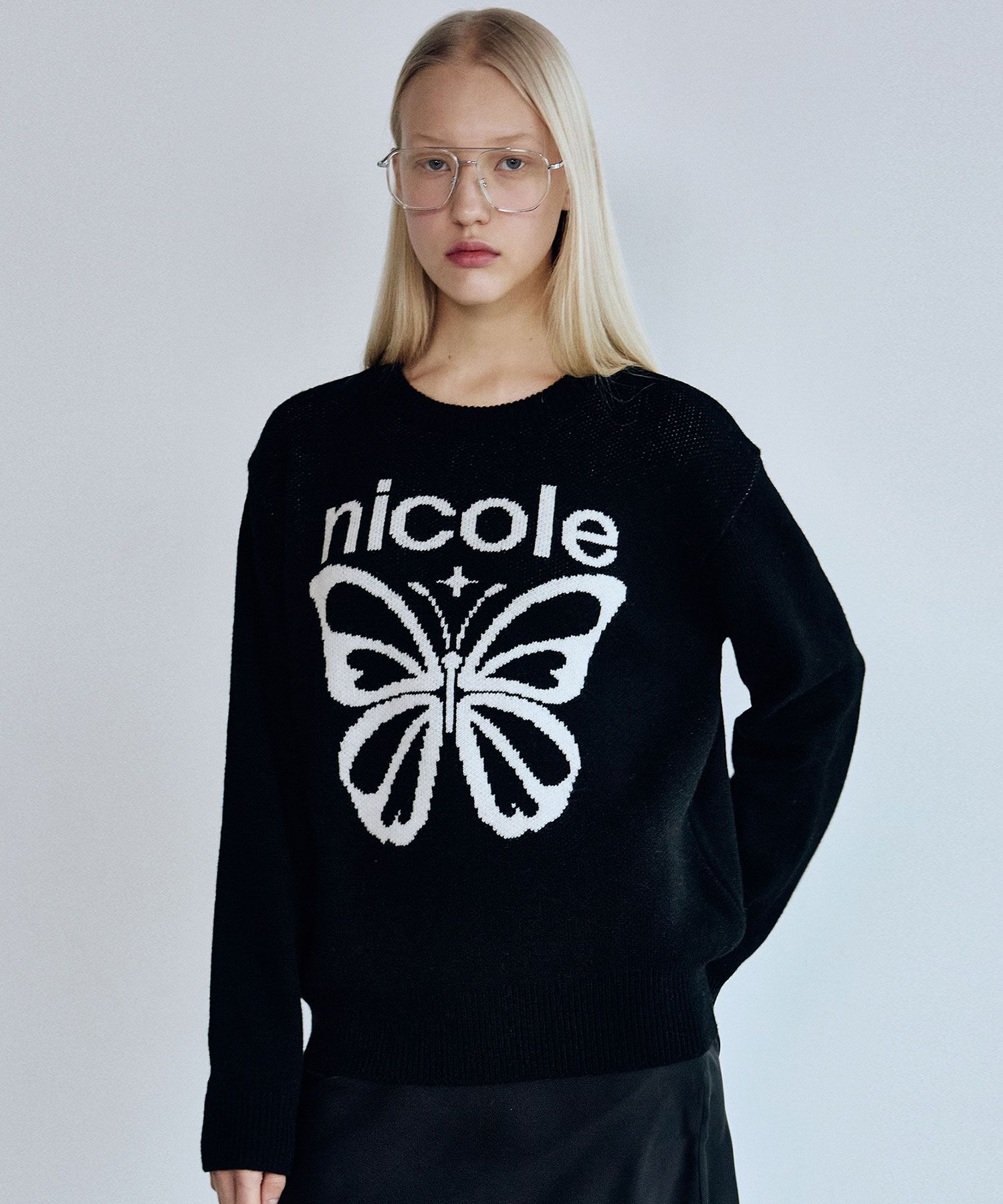 MUSINSA | NICK&NICOLE CASHMERE BUTTERFLY BOLD STAR PULLOVER_BLACK