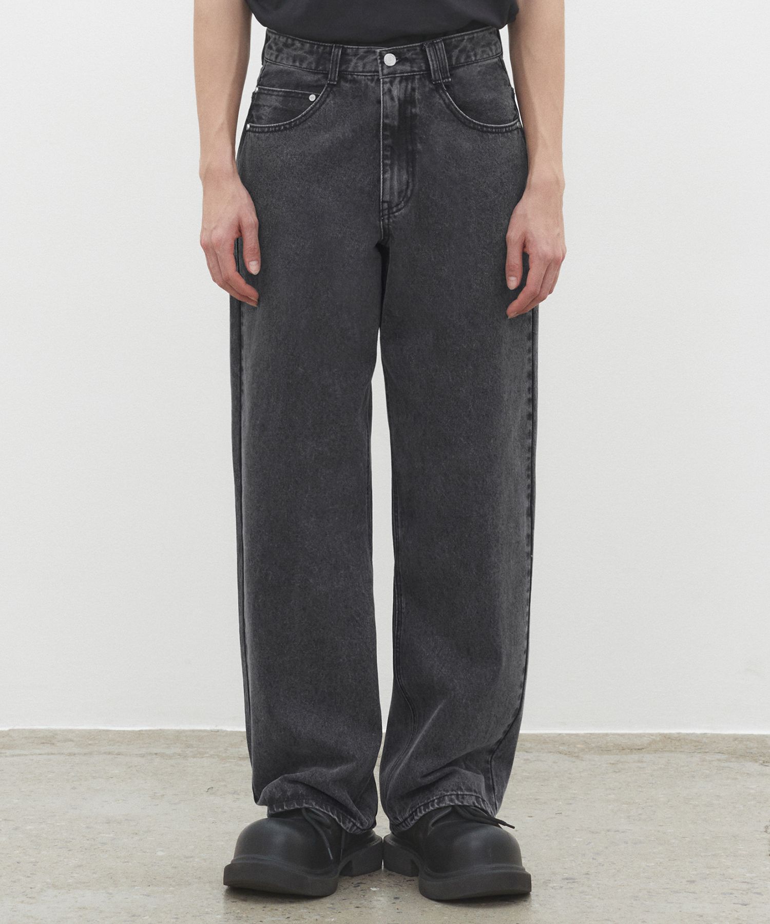 MUSINSA | DECET Mid Rise Wide Jeans DCPT027AshBlack
