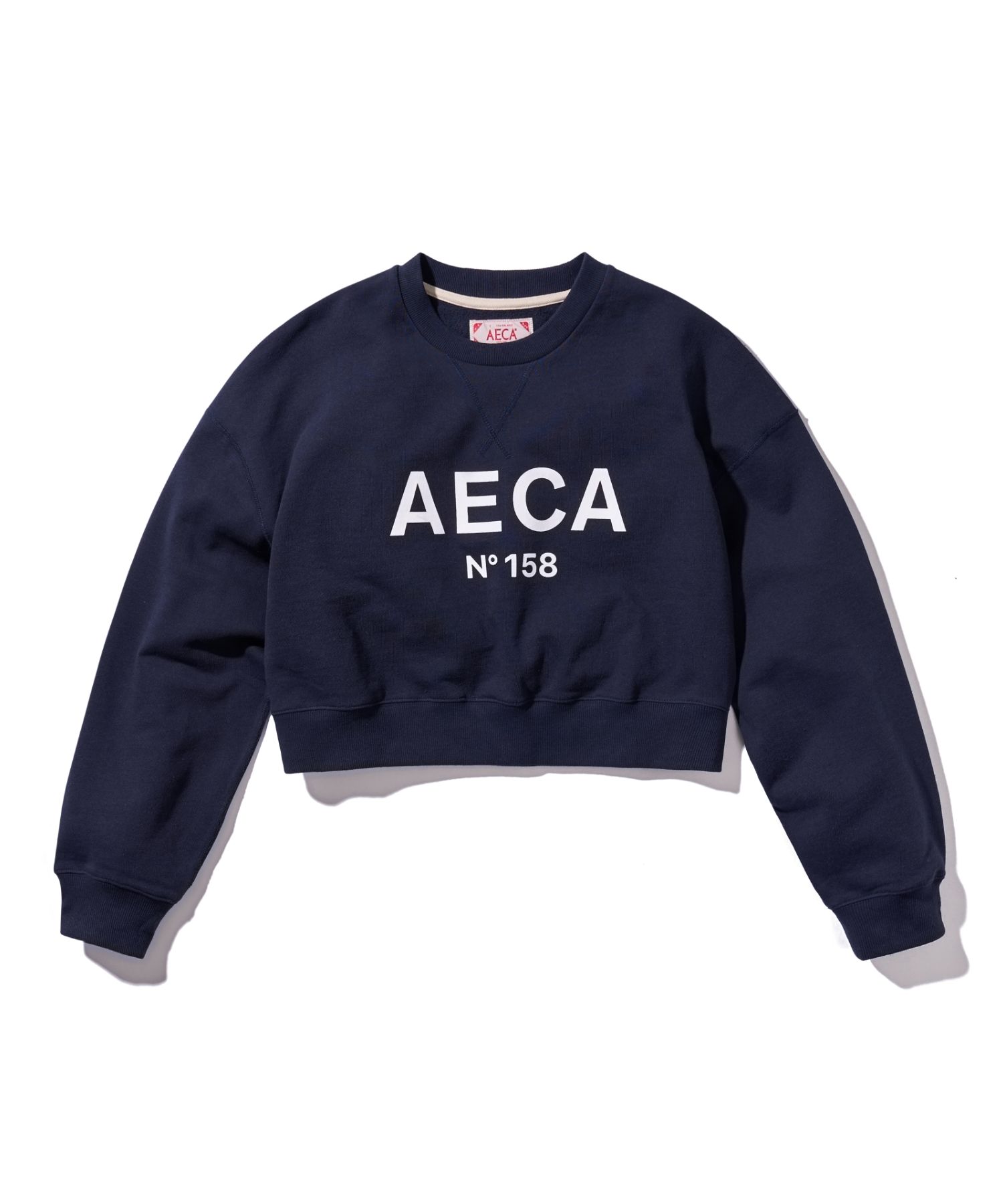 MUSINSA公式 | AECA WHITE BIG LOGO CROP SWEAT-NAVY/WHITE