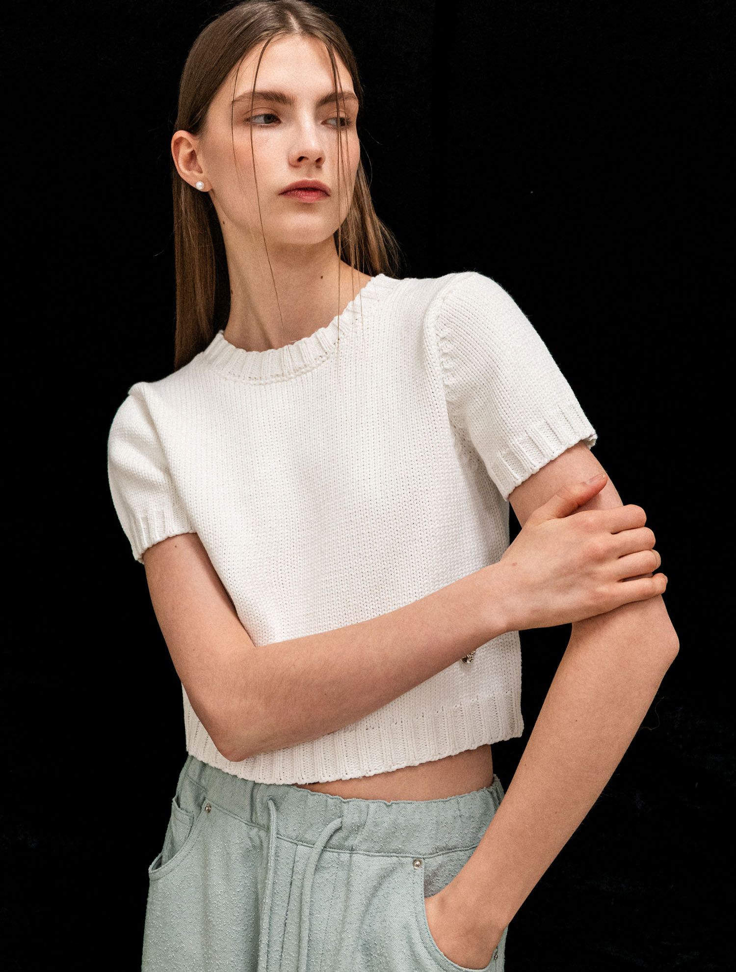 MUSINSA公式 | GENERAL IDEA Cotton half knit [WHITE] / WBD1L05513