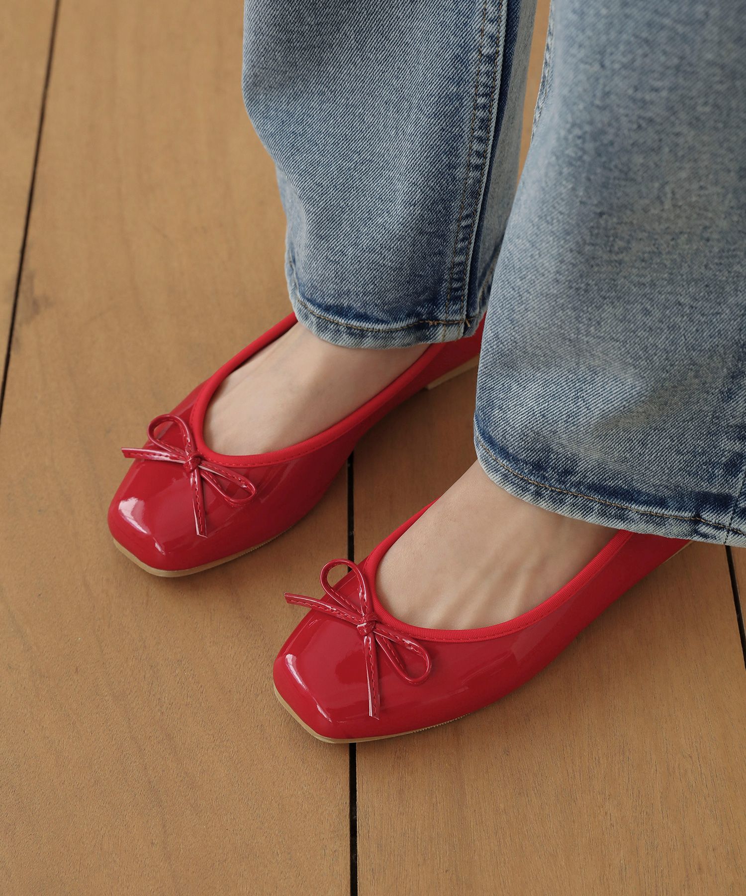 MUSINSA | SAPPUN Erino Enamel Ribbon Flats (1cm)