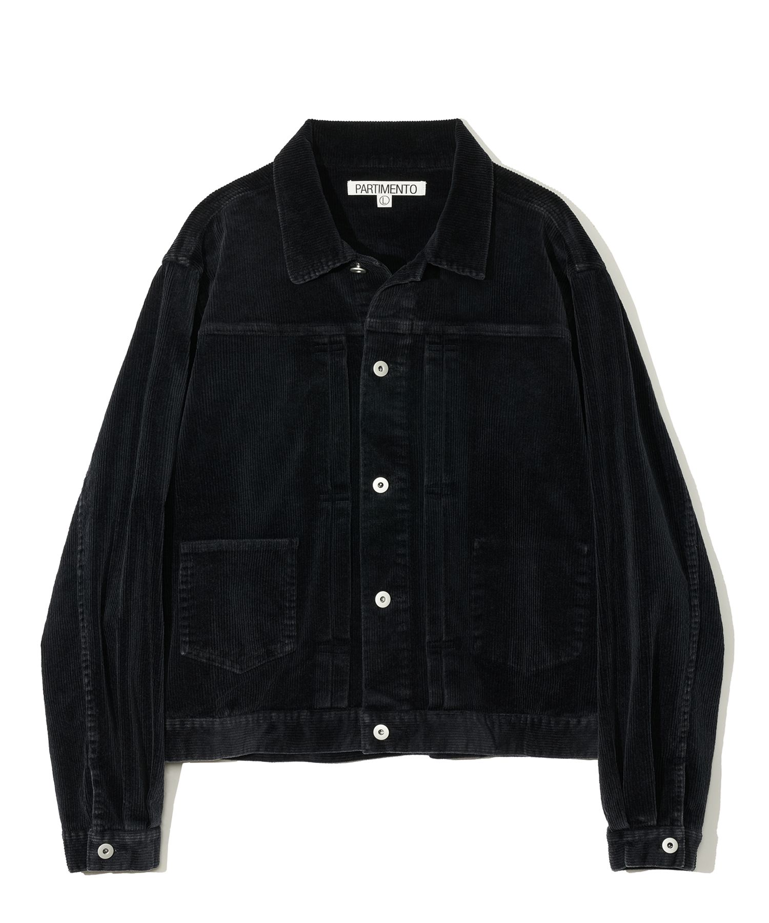MUSINSA | PARTIMENTO Washed Corduroy Trucker Jacket Dark Navy