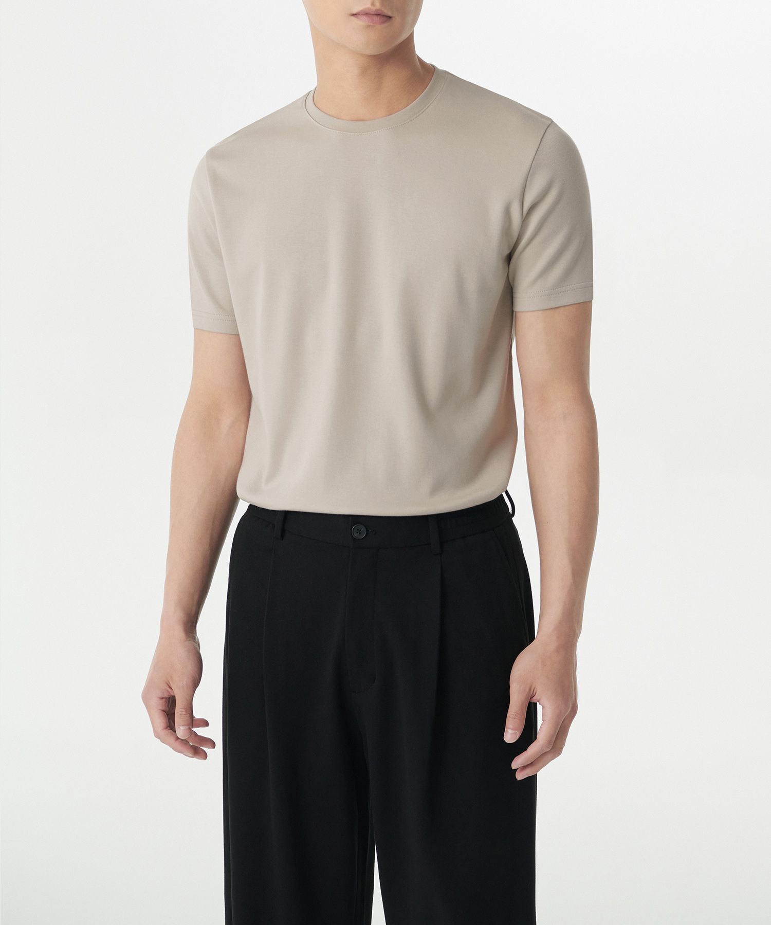 MUSINSA | MUSINSA STANDARD Muscle Fit Crew Neck Modal T-Shirt [Mushroom]