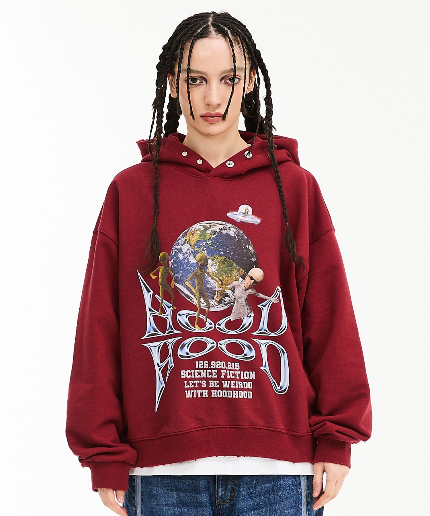 MUSINSA公式 | HOODHOOD Damage Space Craft Hood Burgundy