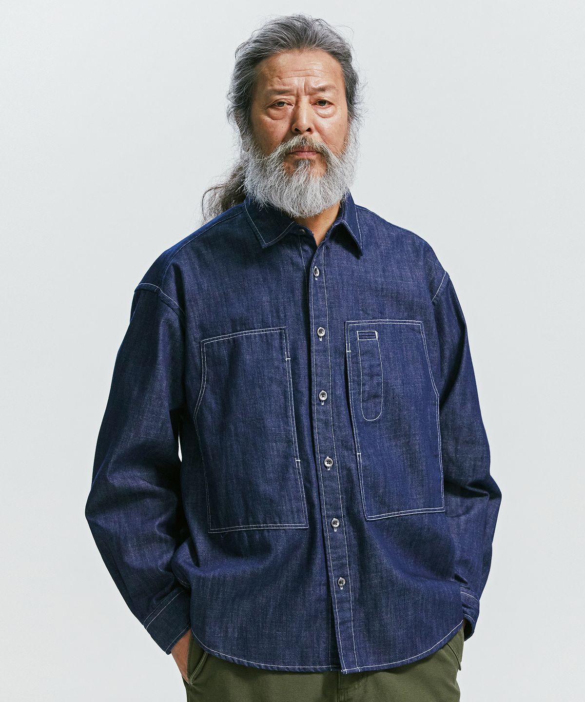 프리즘웍스(FRIZMWORKS) DENIM CARPENTER POCKET WORK SHIRT _ BLUE - 사이즈 & 후기 | 무신사