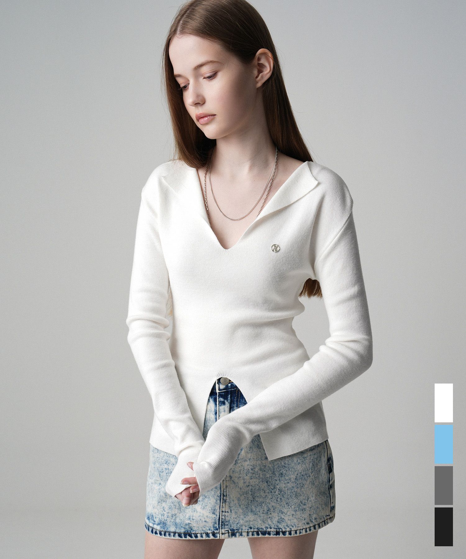 MUSINSA | AVANDRESS Collar Slit Knit - 4COL