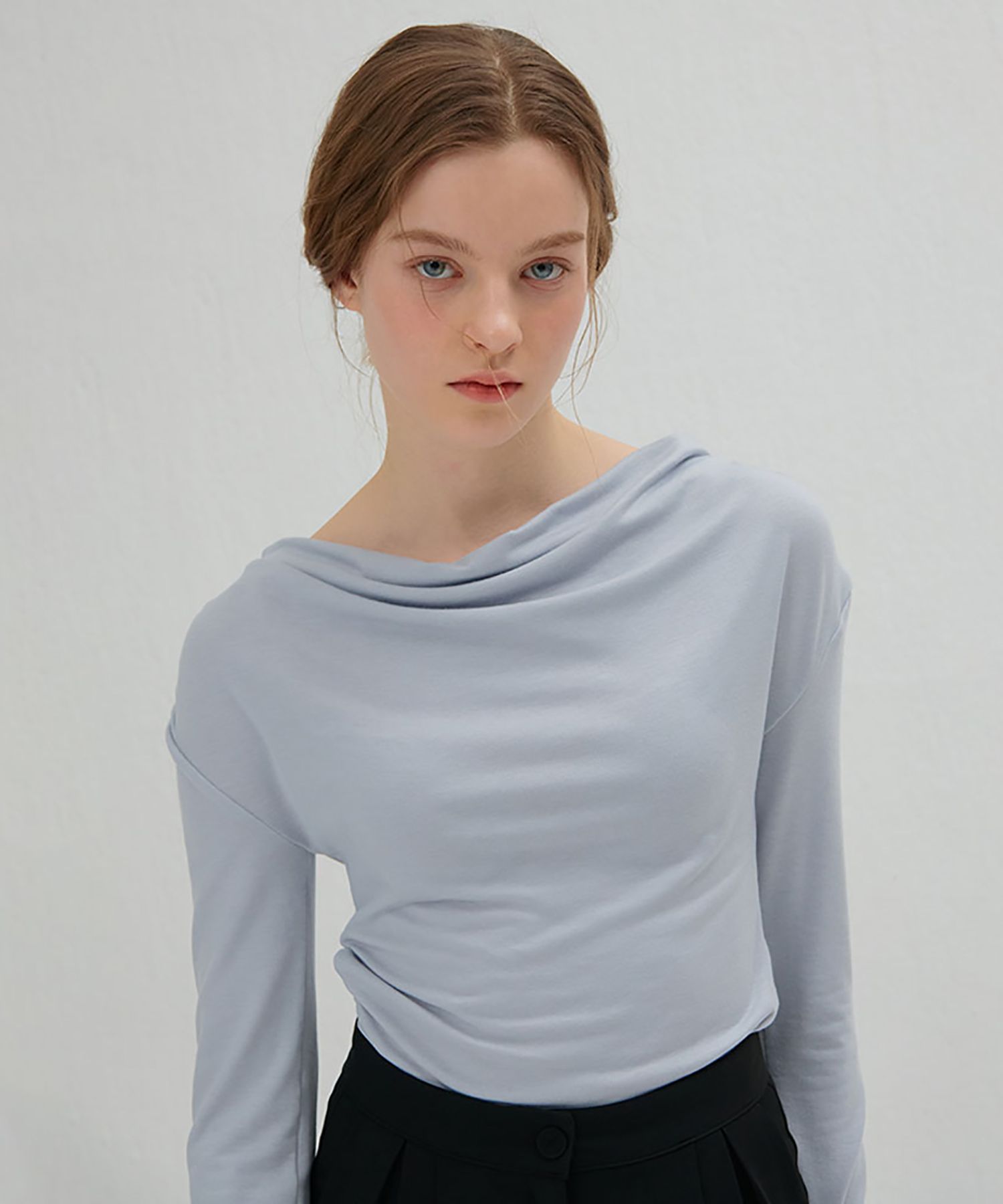 MUSINSA | CAMINO Shirring T-shirt Sky Blue