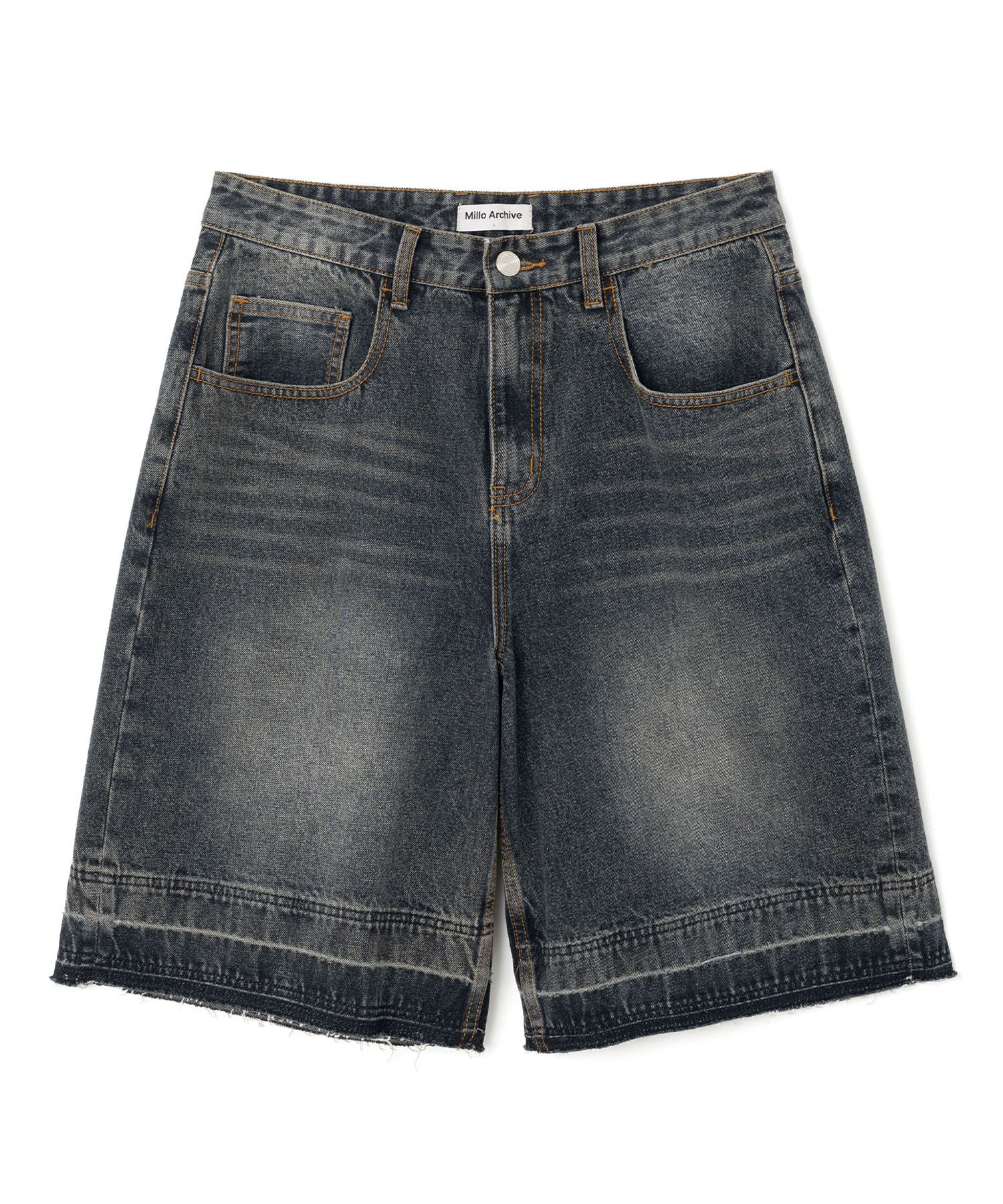 MUSINSA | MILLO ARCHIVE Layer Washed Denim Bermuda Pants [Deep Blue]