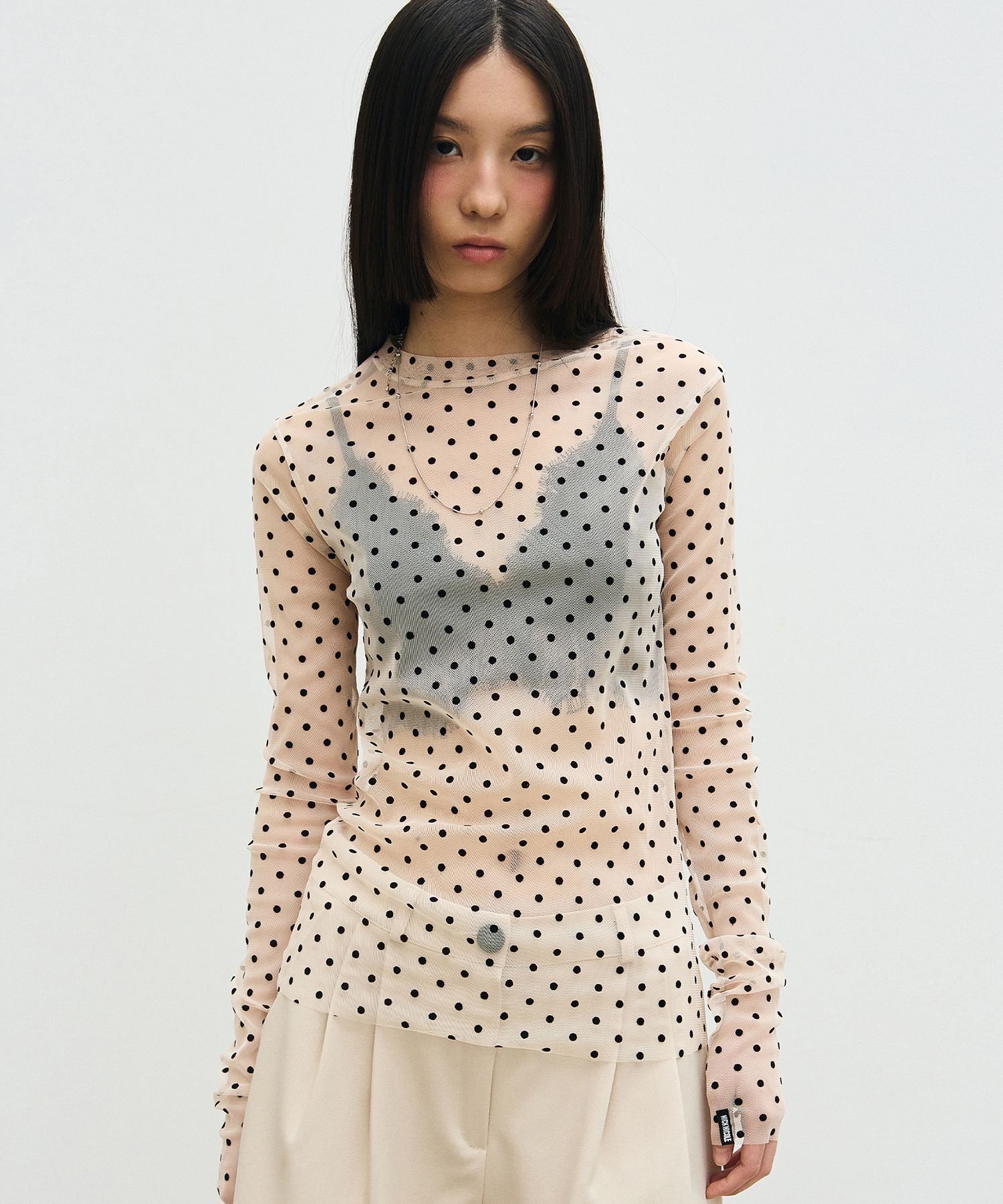 MUSINSA | NICK&NICOLE NICOLE LABEL SEE-THROUGH DOTS TOPS_2 COLOR