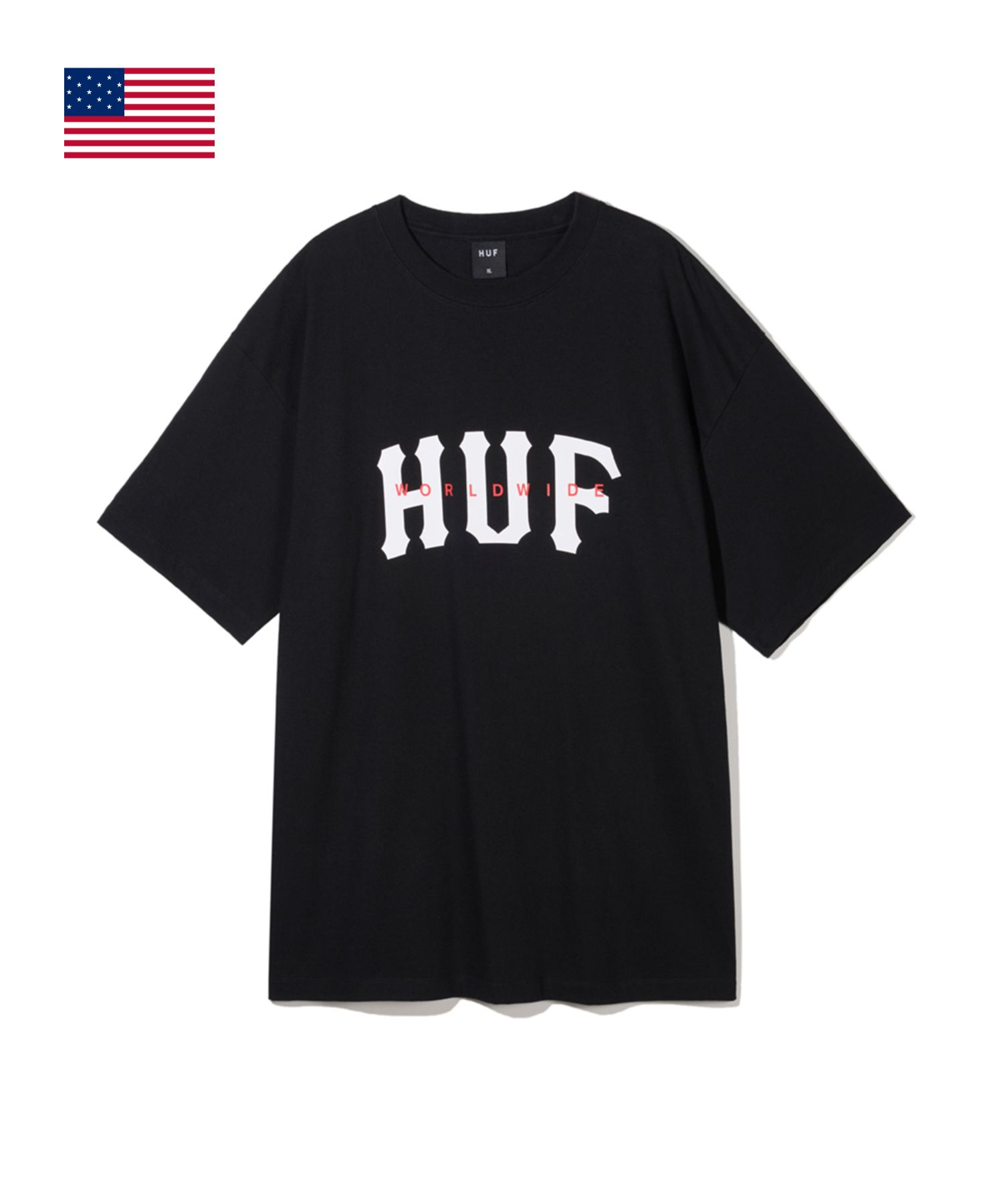 MUSINSA | HUF WORLDWIDE ARCH LOGO TEE [BLACK]