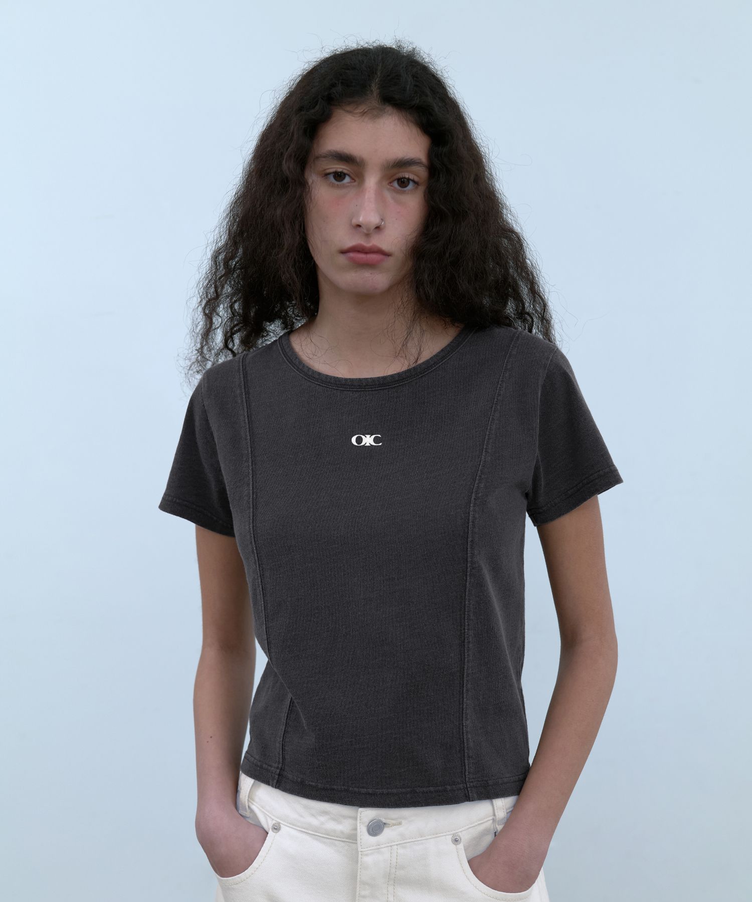 MUSINSA | OIOICOLLECTION Vintage Panel Denim Washing T-Shirt Denim Black