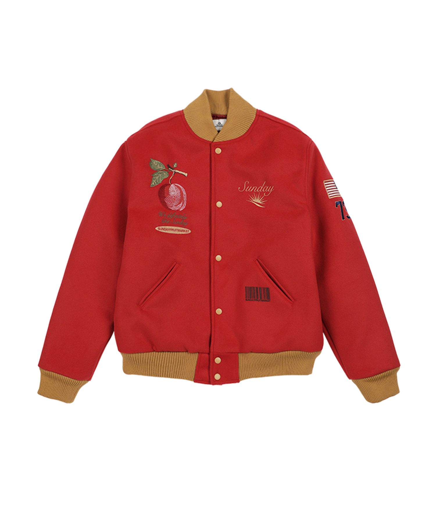 MUSINSA | SUNDAY FRUIT MARKET APPLE VARSITY JACKET RED