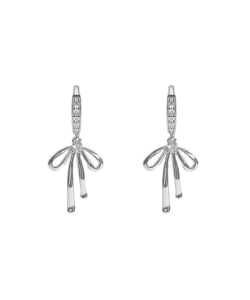 MUSINSA | VVV Drop Ribbon Cubic Ring Earrings