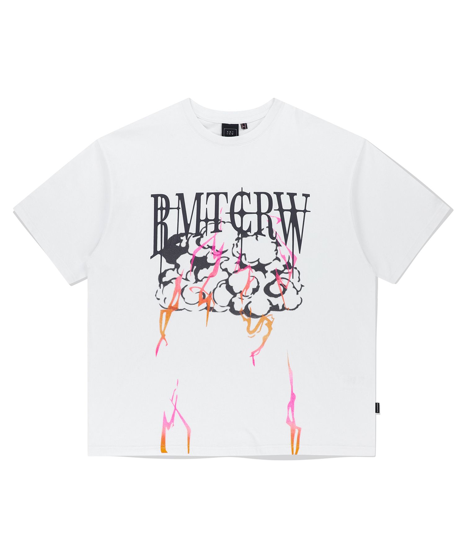 MUSINSA | ROMANTIC CROWN Volume Logo Thunder Cloud T-shirt_White