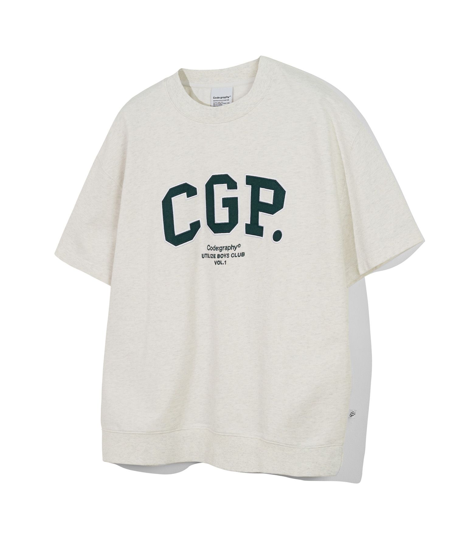 MUSINSA | Codegraphy CGP Arch Logo Short Sleeve Crew Neck_Oatmeal