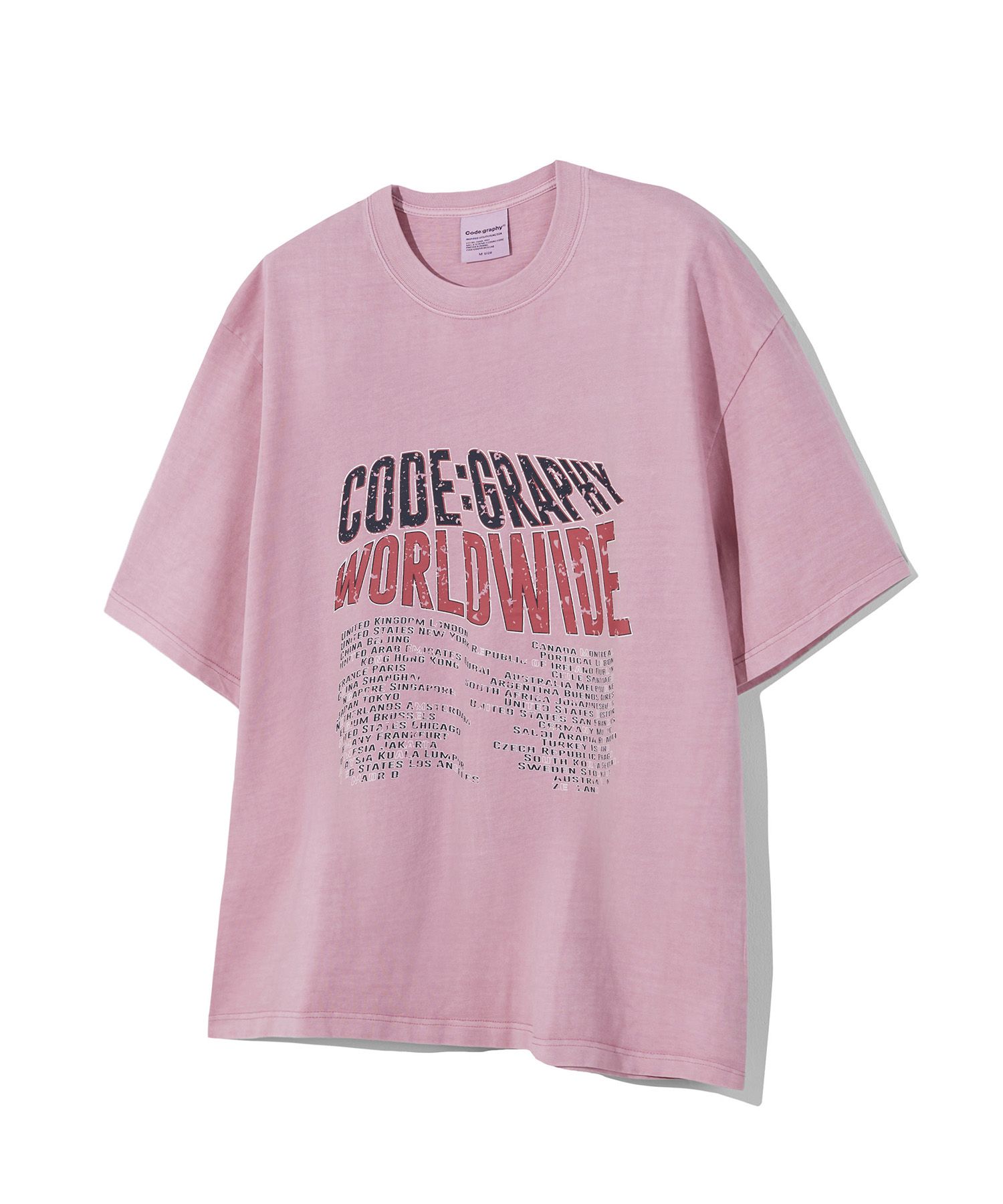 MUSINSA | Codegraphy Pigment Wave Worldwide Short Sleeve T-Shirt_Indi Pink