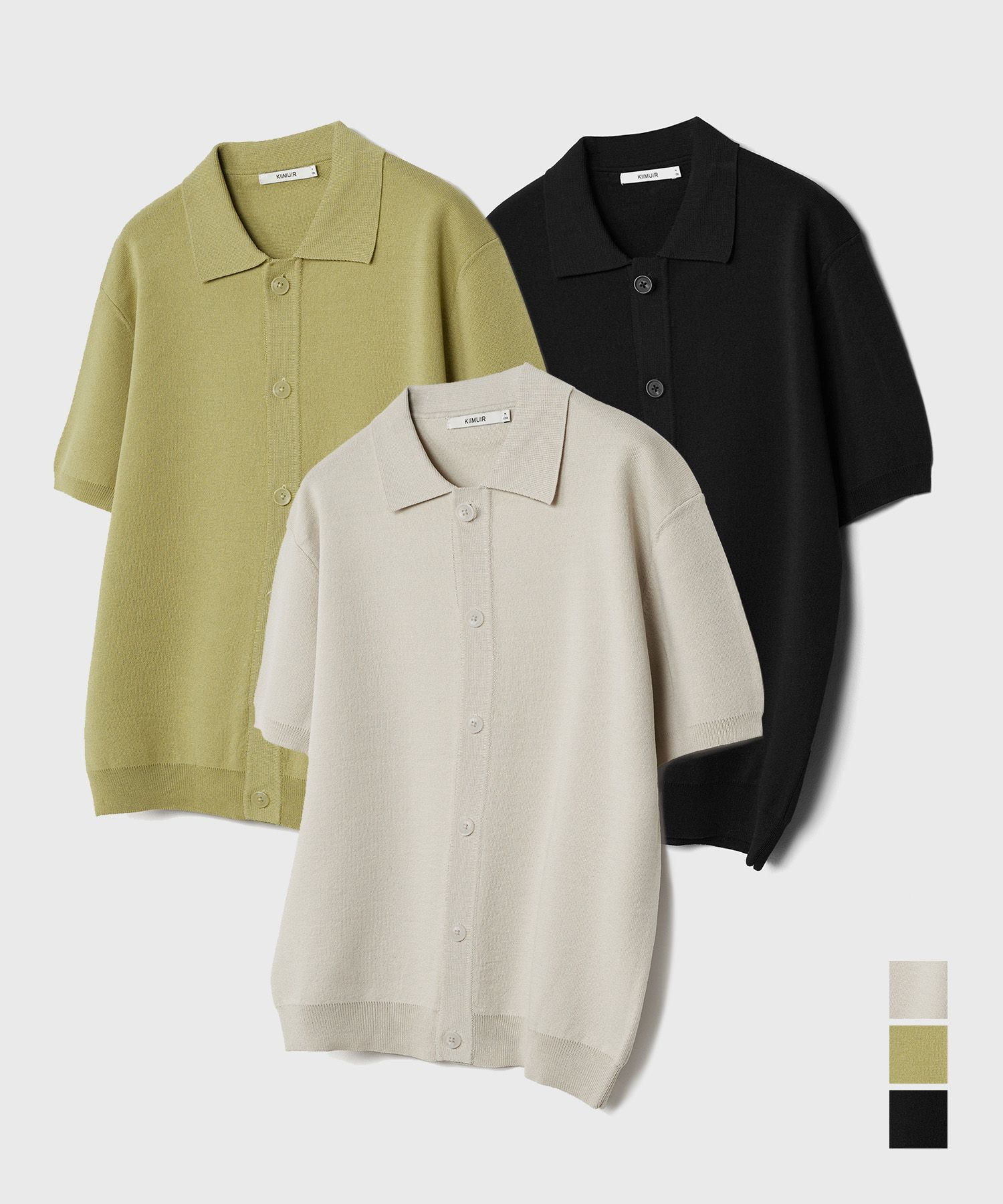 MUSINSA | KIIMUIR Collar short sleeve cardigan_3COLOR