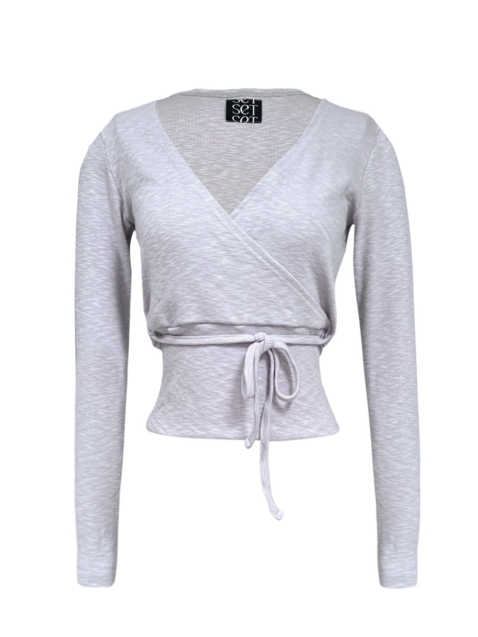 MUSINSA | SETSETSET ARHA WRAP T-SHIRT GREYSH LILAC