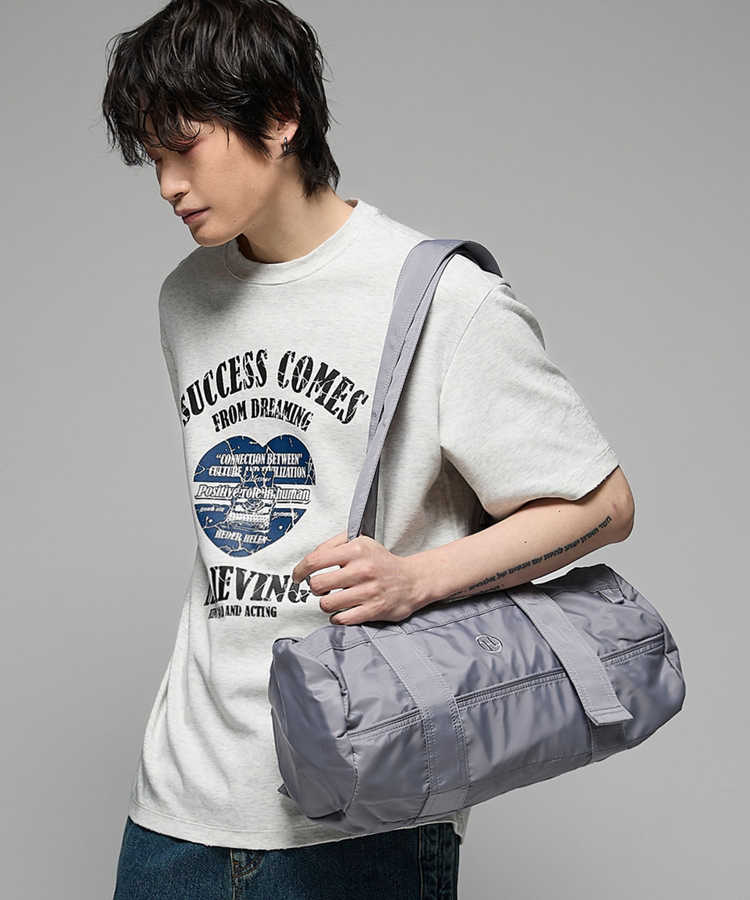 MUSINSA | HEDER HELEN BAGUETTE MULTI BAG GREY