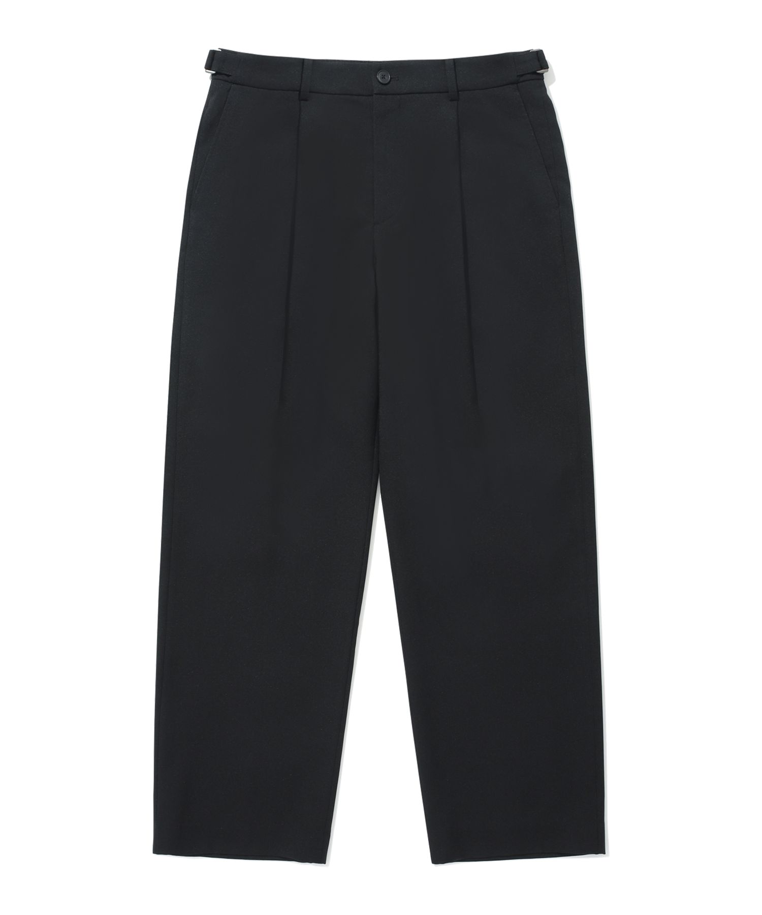 MUSINSA公式 | COVERNAT round tuck semi-wide slacks black