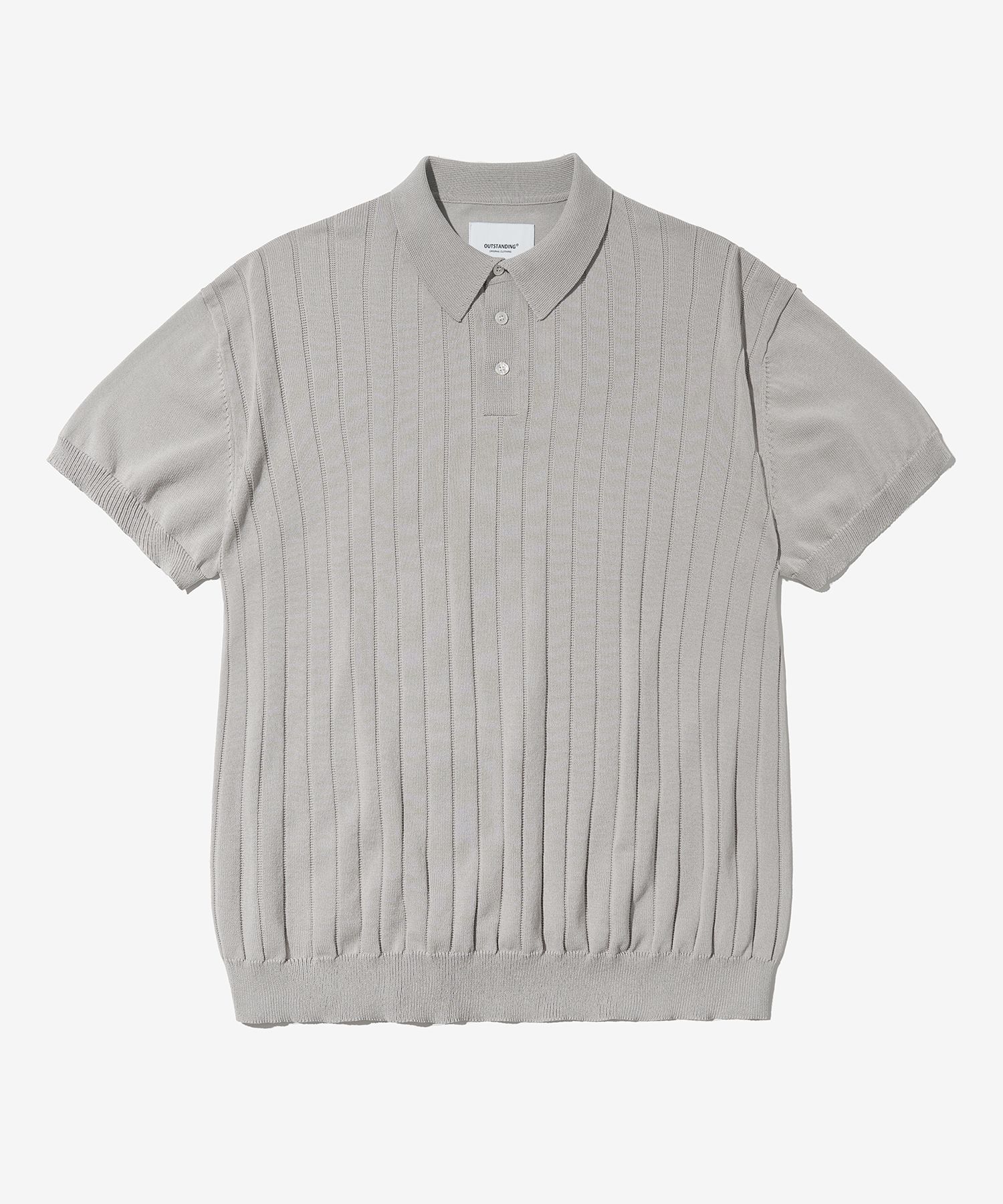 MUSINSA | OUTSTANDING HS STRIPE KNIT COLLAR SHIRT_GRAY