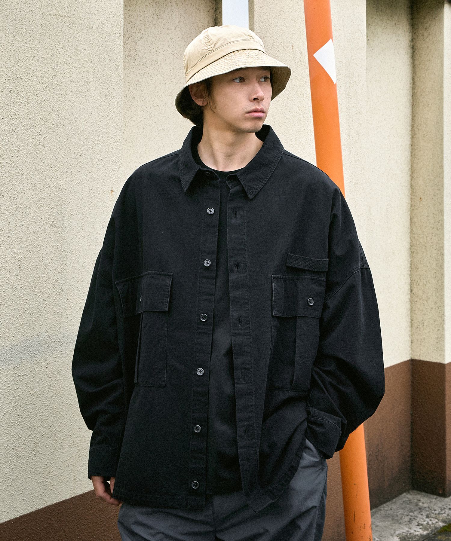 MUSINSA | MINIMALPROJECT Wide M65 Shirt Jacket MJK118 [BLACK]
