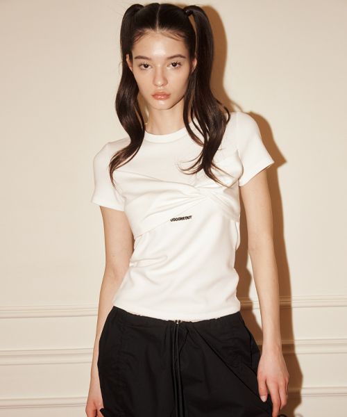 MUSINSA | ODDONEOUT TWIST DRAPE STRING TOP WHITE