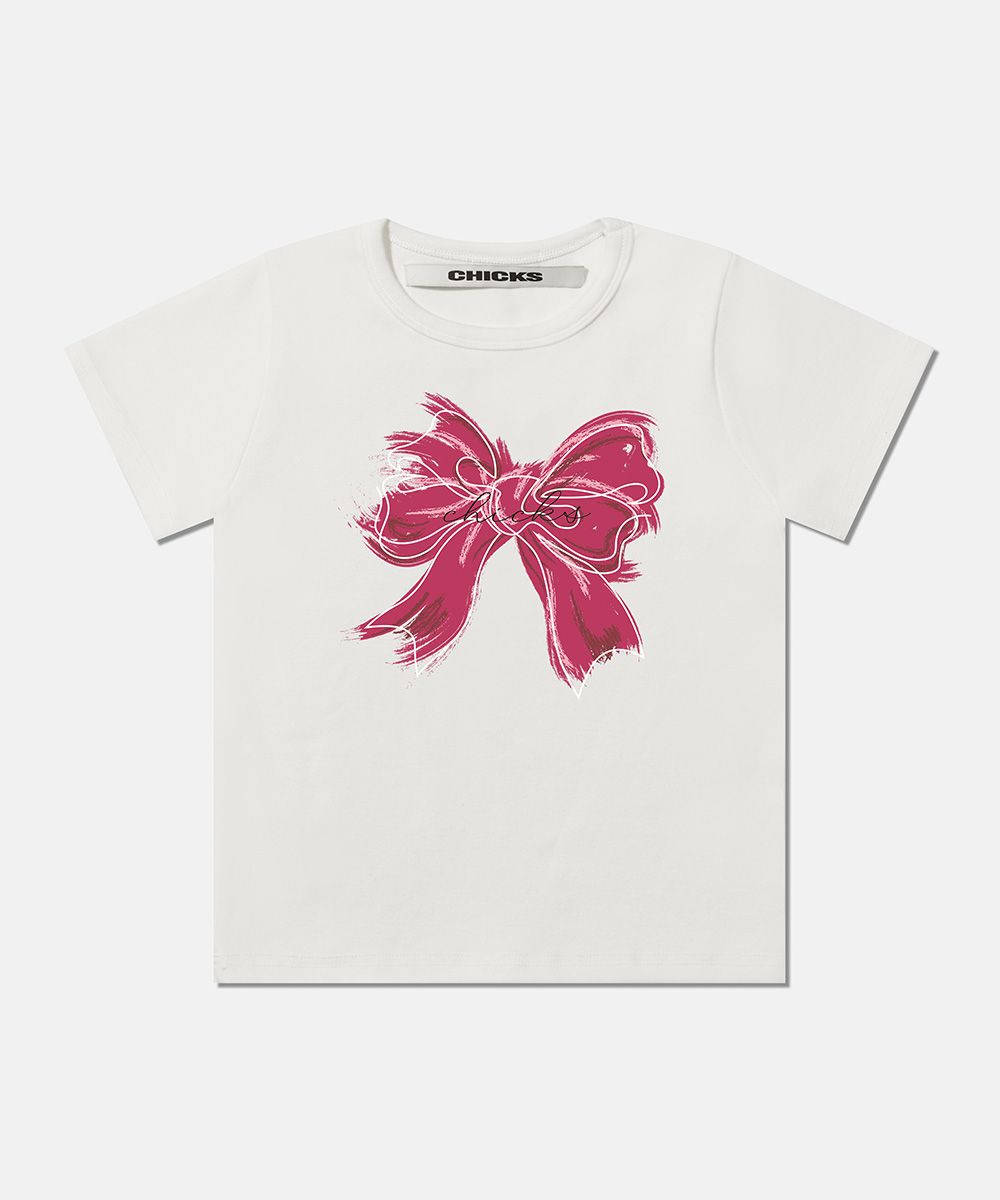 MUSINSA公式 | CHICKS PINK RIBBON Crop Short Sleeve T-Shirt Short Sleeve T ...