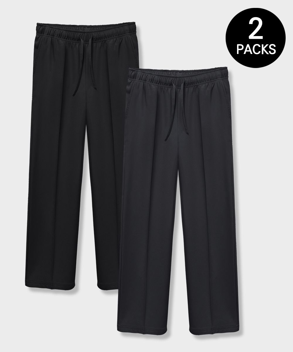MUSINSA | LEMAIN SECOND [2PACK] Easy semi-wide banding slacks - BLACK/CHARCOAL
