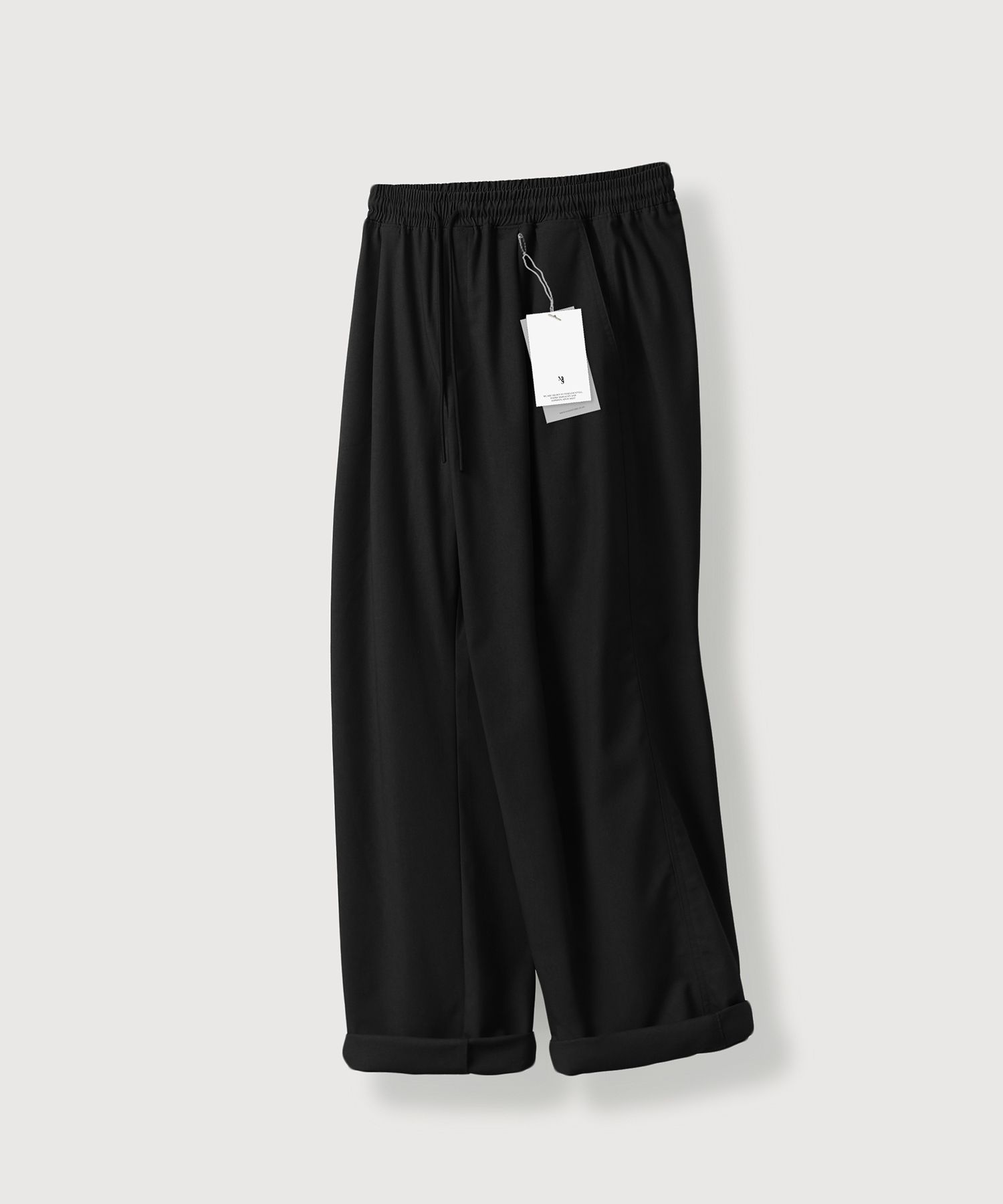 MUSINSA | MOOD INSIDE One-piece linen-like wide banding pants_Black